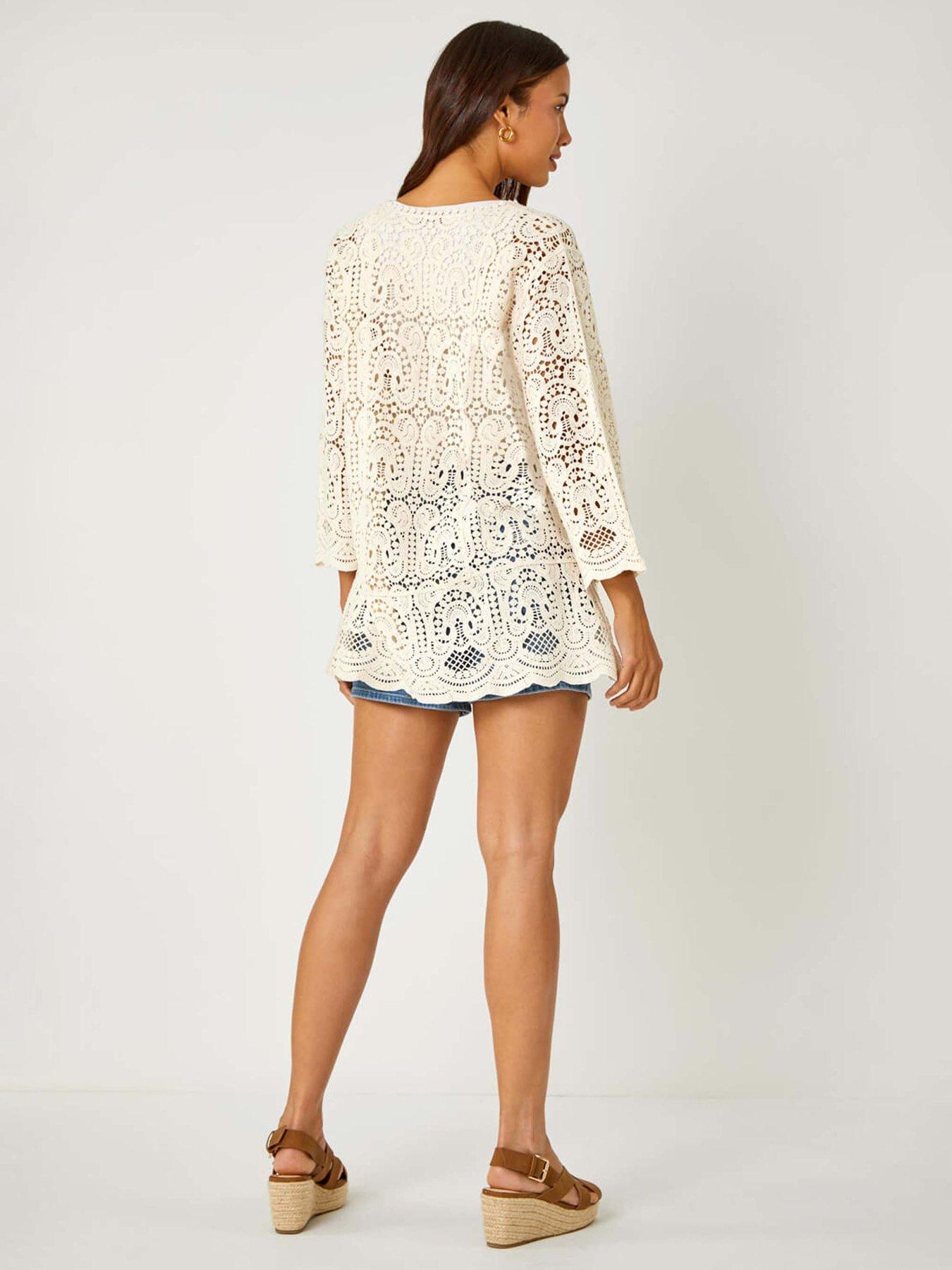 Roman Cotton Crochet Tunic Top | Very
