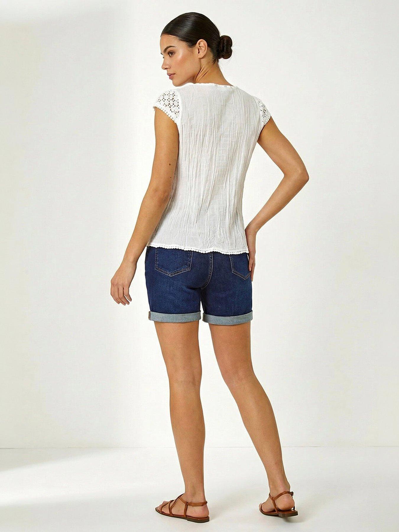 Roman Lace Yoke And Sleeve Crinkle Blouse | Very