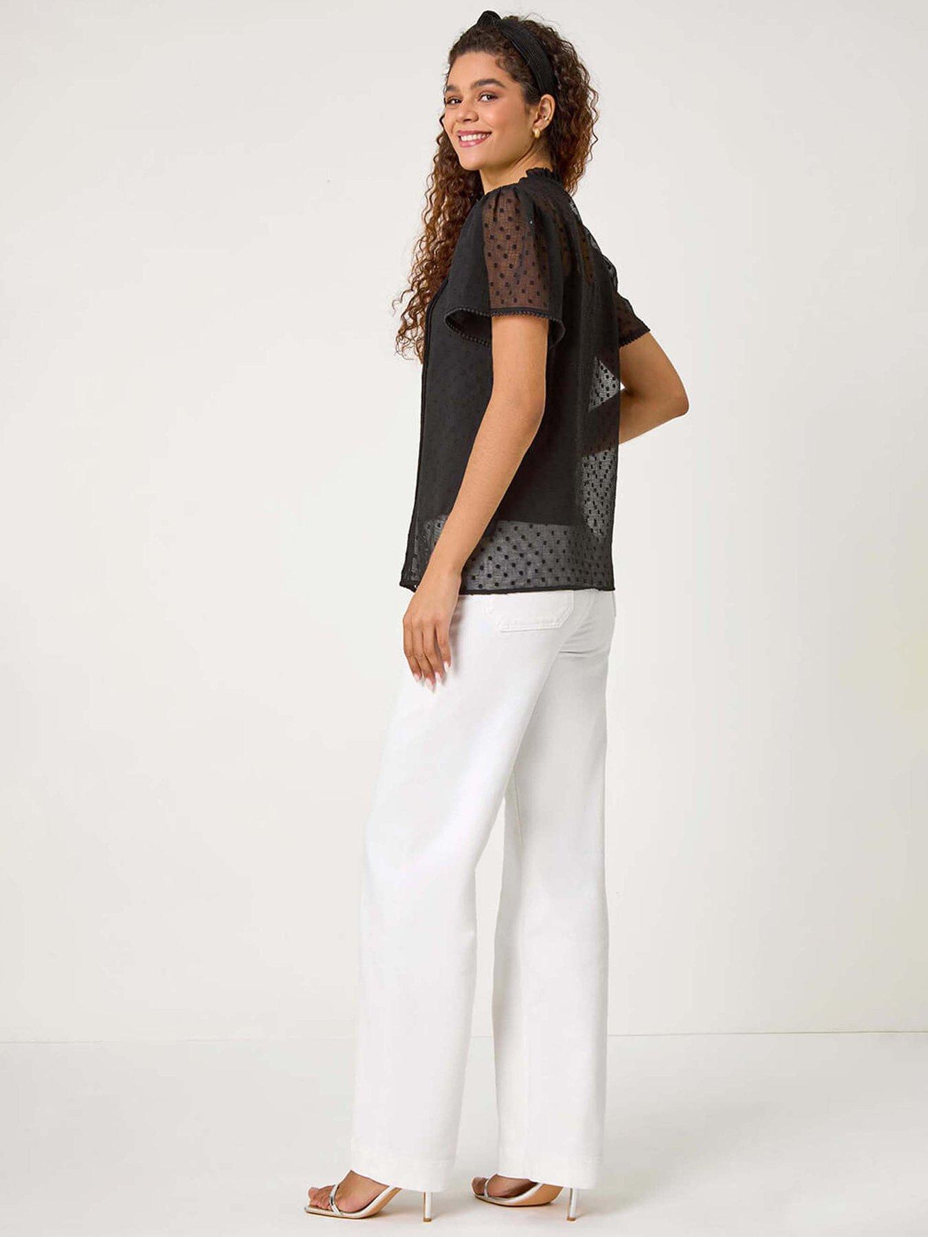 Roman Textured Spot Lace Trim Blouse | Very