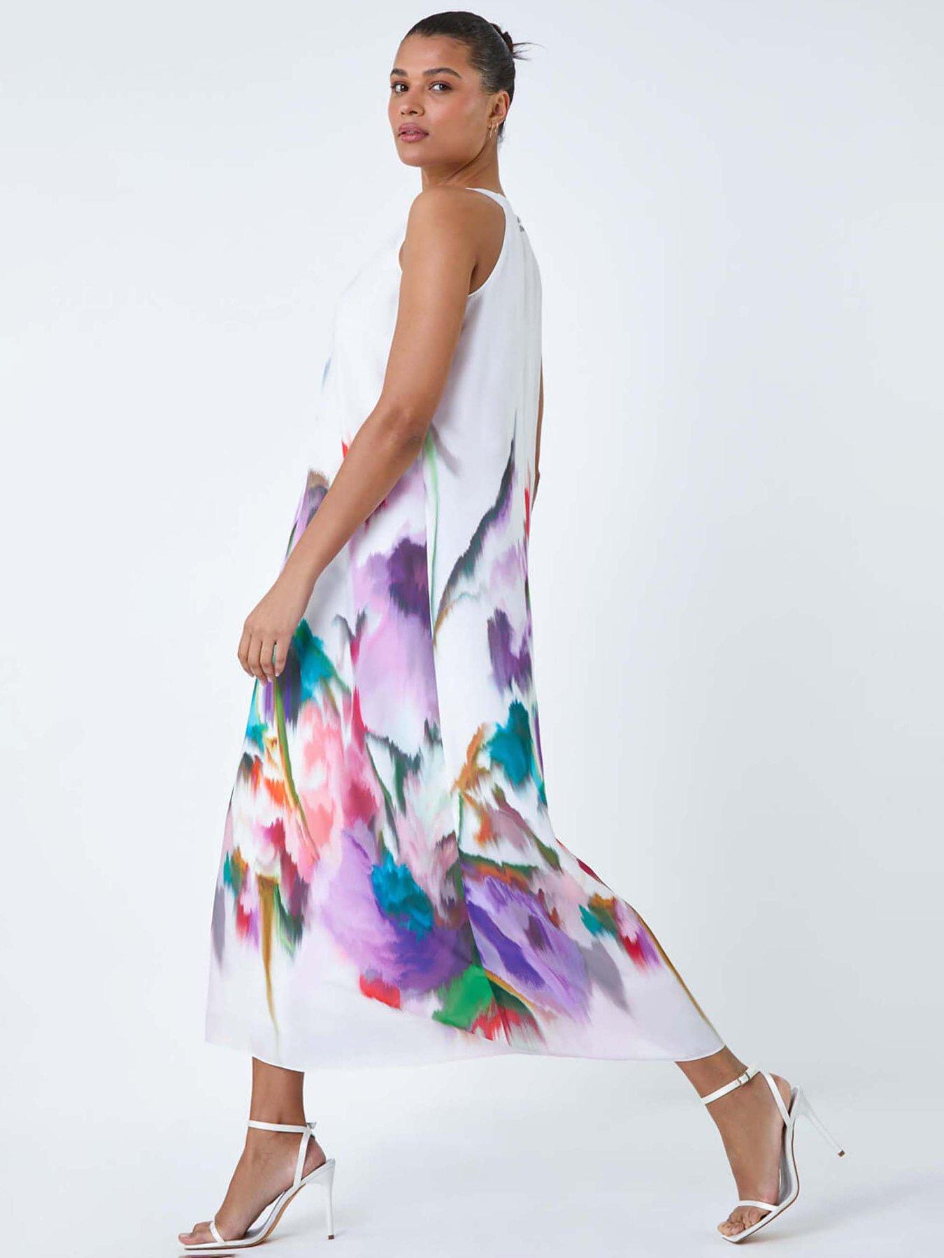 Roman Abstract Floral Pleat Detail Trapeze Dress | Very
