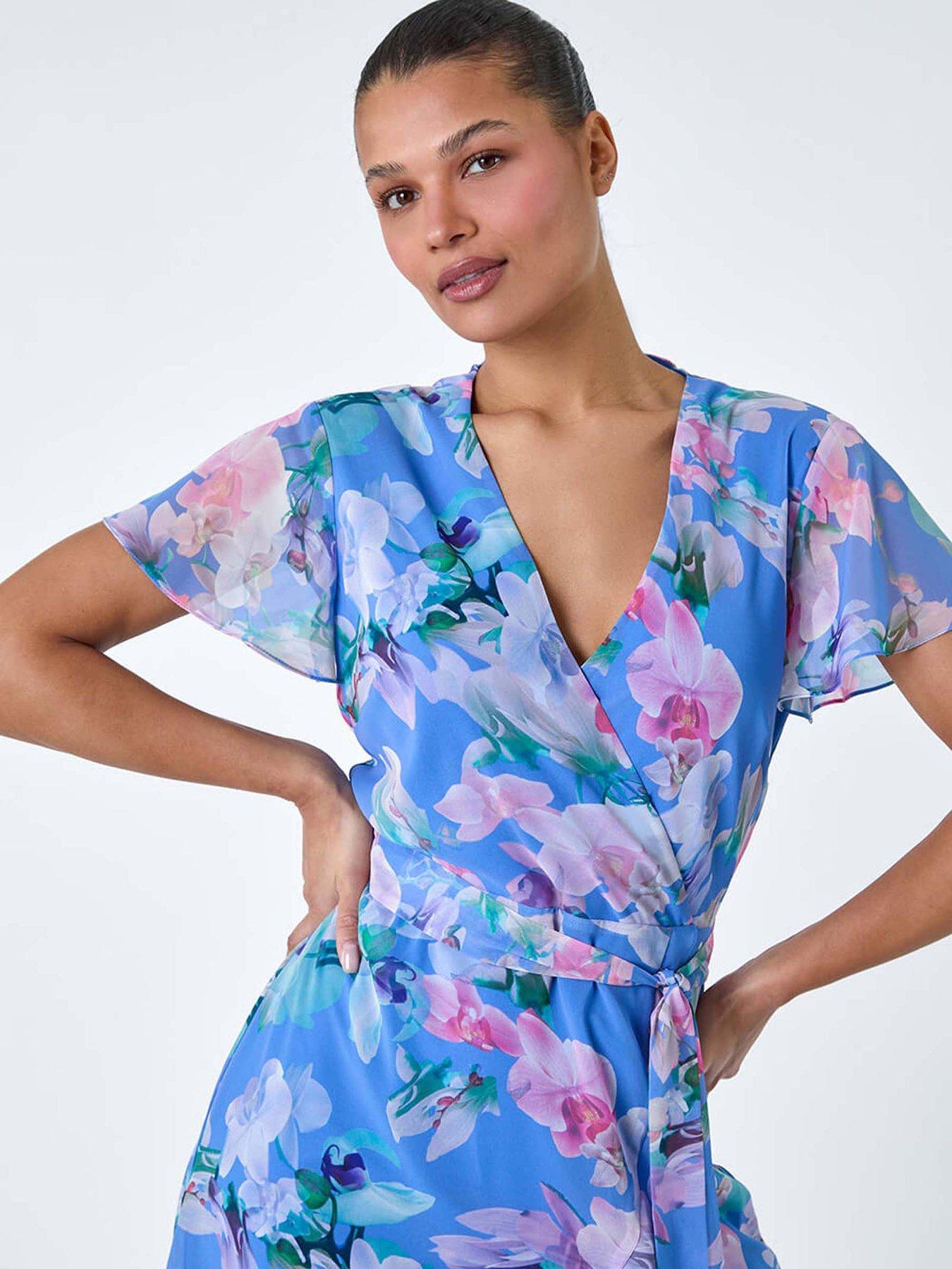 Roman Floral Frill Detail Wrap Dress | Very