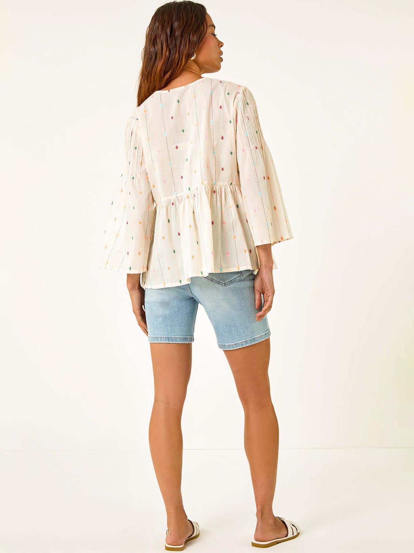 Roman Petite Embroidered Cotton Smock Top | Very