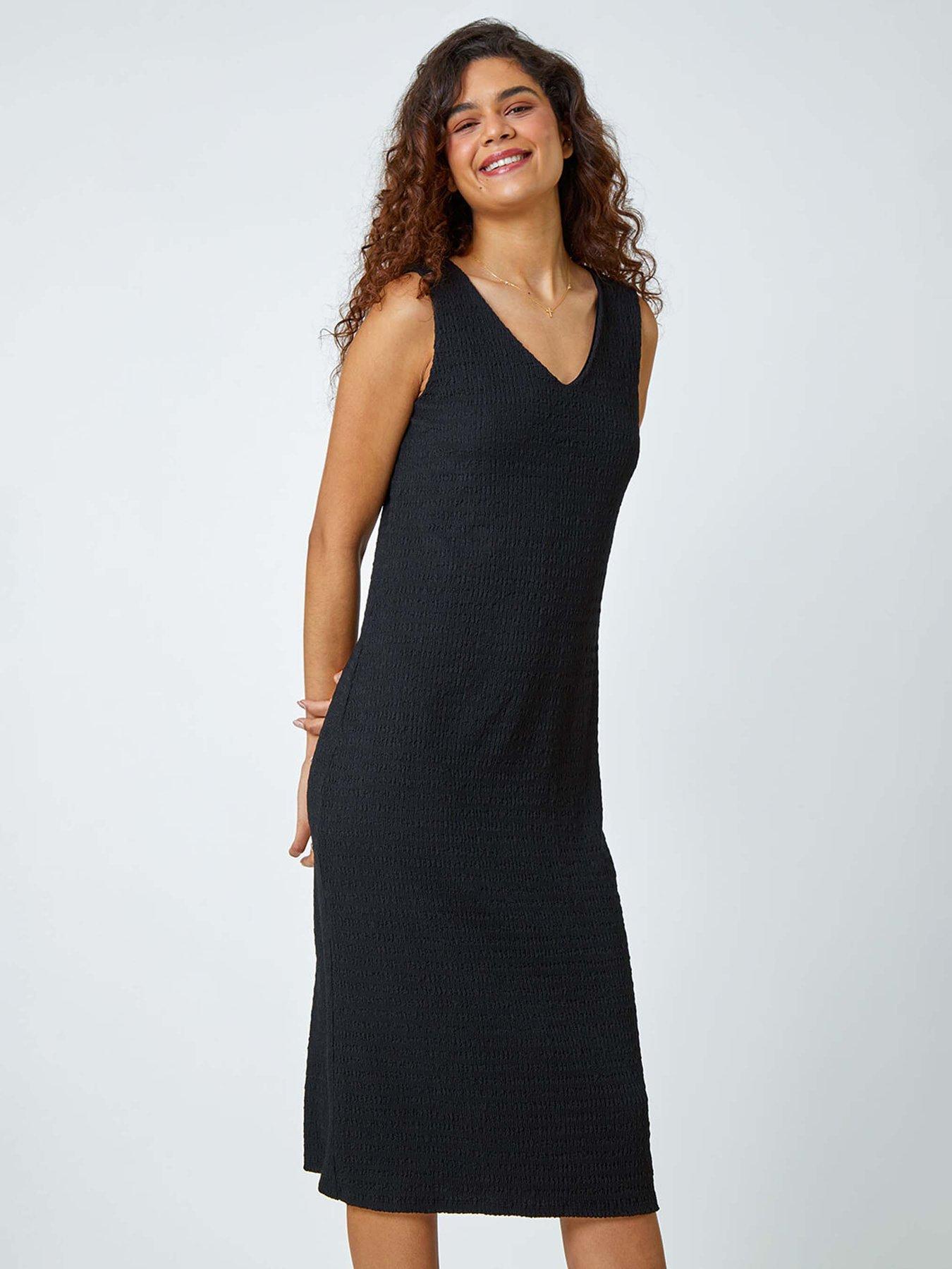 Roman Textured Stretch Jersey Midi Dress - Black | Very
