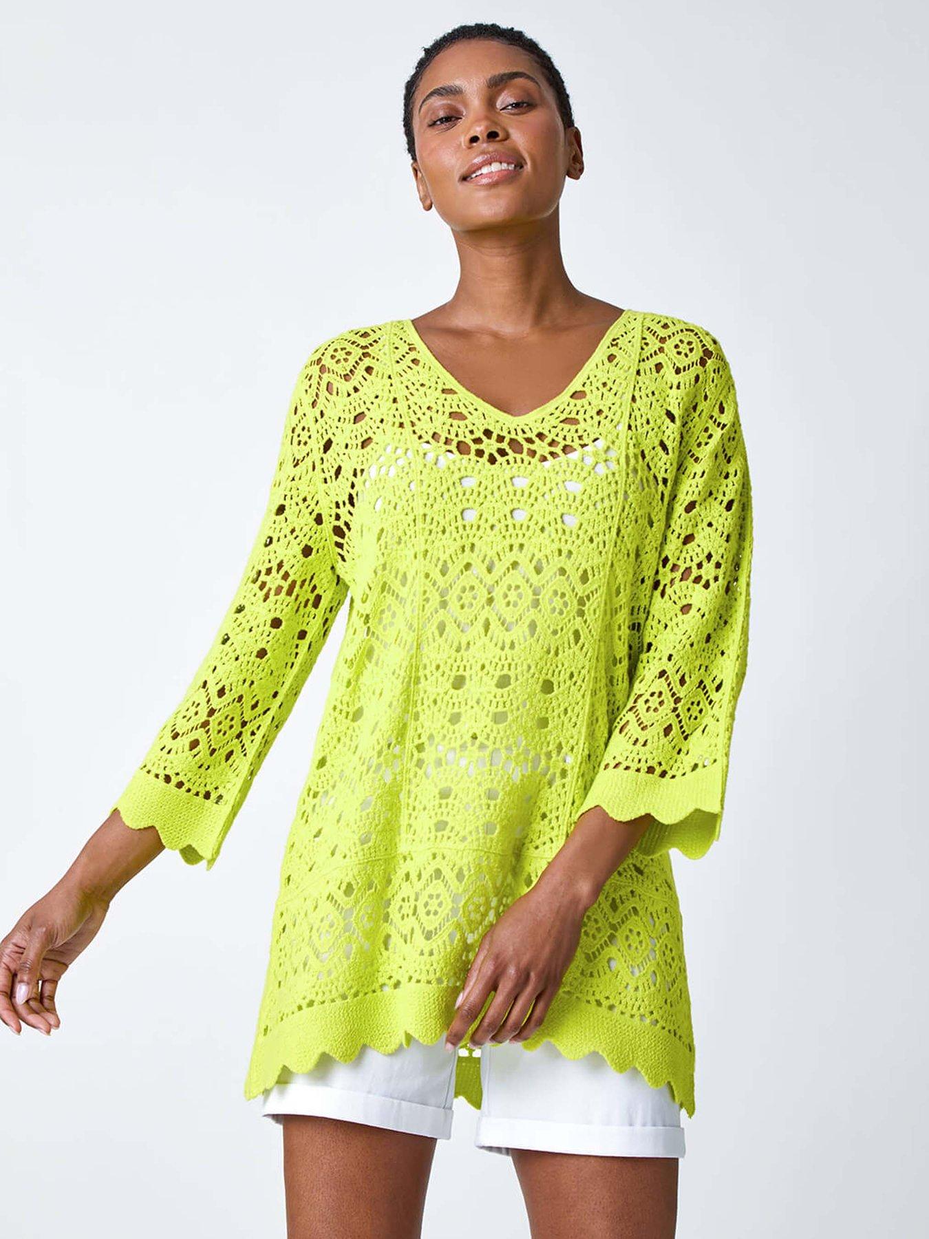 Roman Cotton Crochet Tunic Top | Very