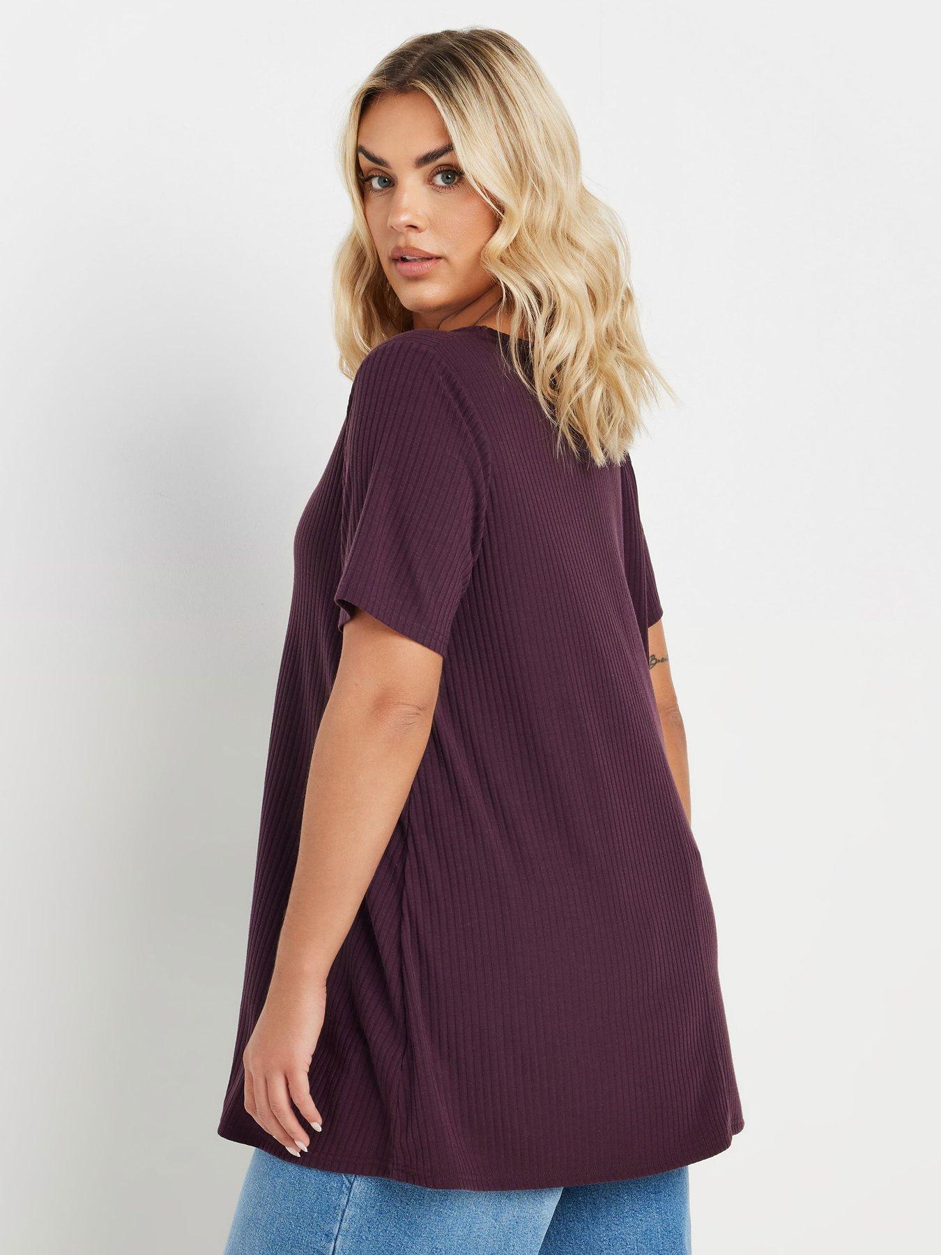 Yours Curve Rib Swing T-Shirt - Purple | Very