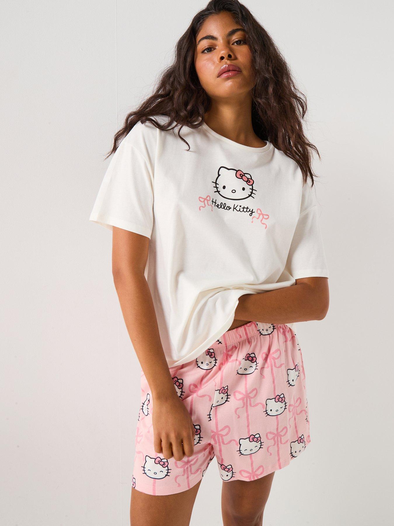 The Very Collection Hello Kitty Mini Me Shorts PJ Set - White | Very