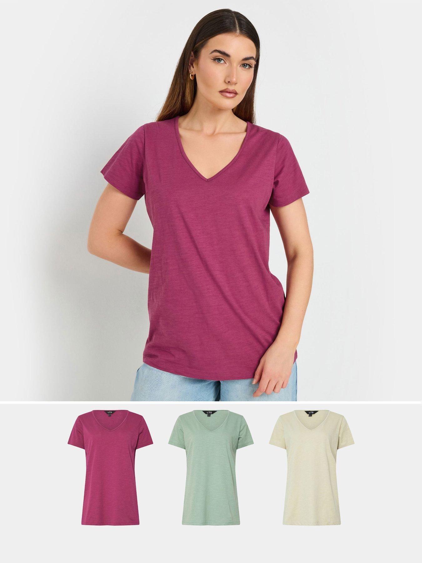 Long Tall Sally 3 Pack V-Neck T-Shirt - Green | Very