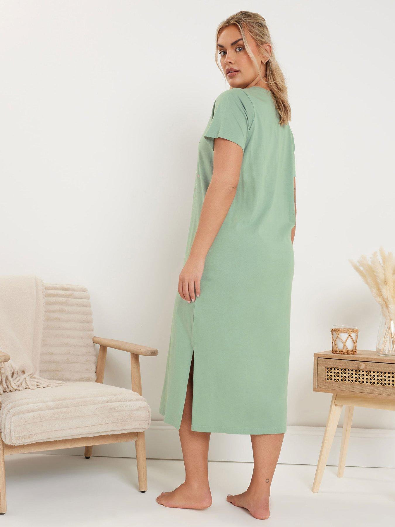 Yours Curve 2 Pack Avocuddle Midaxi Nightdress - Multi - Green | Very