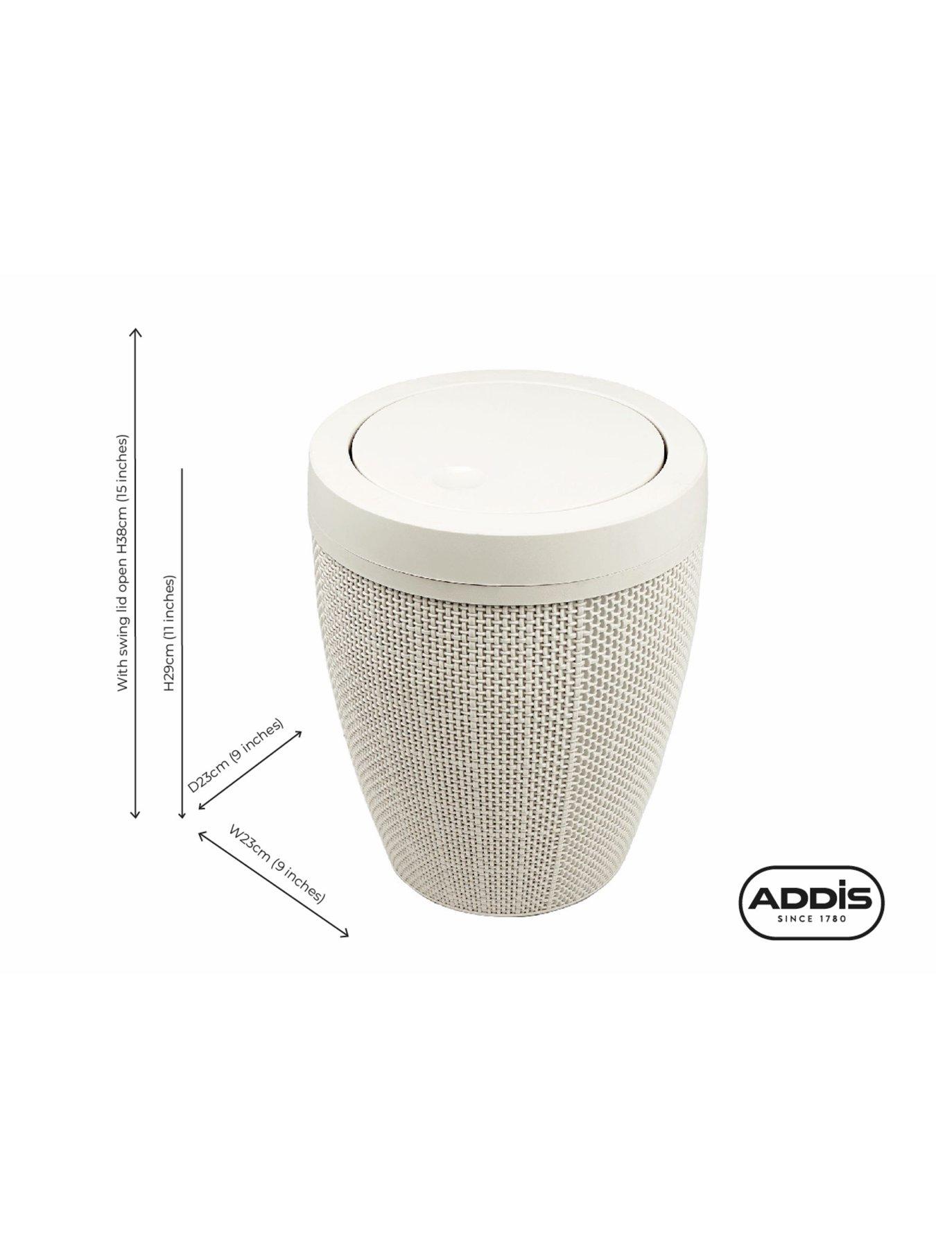Addis Hessian Round Bathroom Swing Bin in White | Very