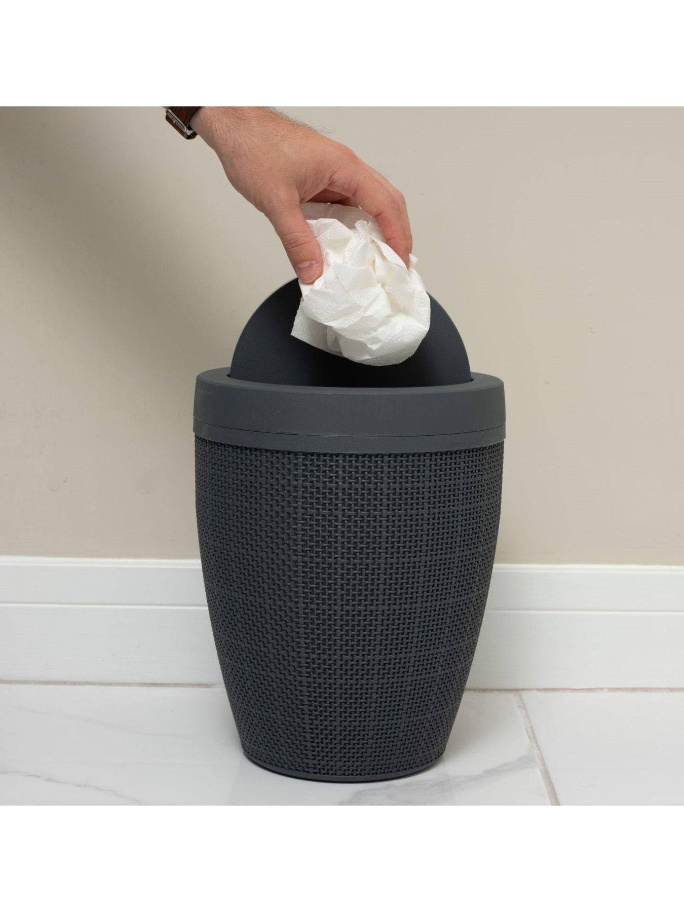 Addis Hessian Round Bathroom Swing Bin | Very