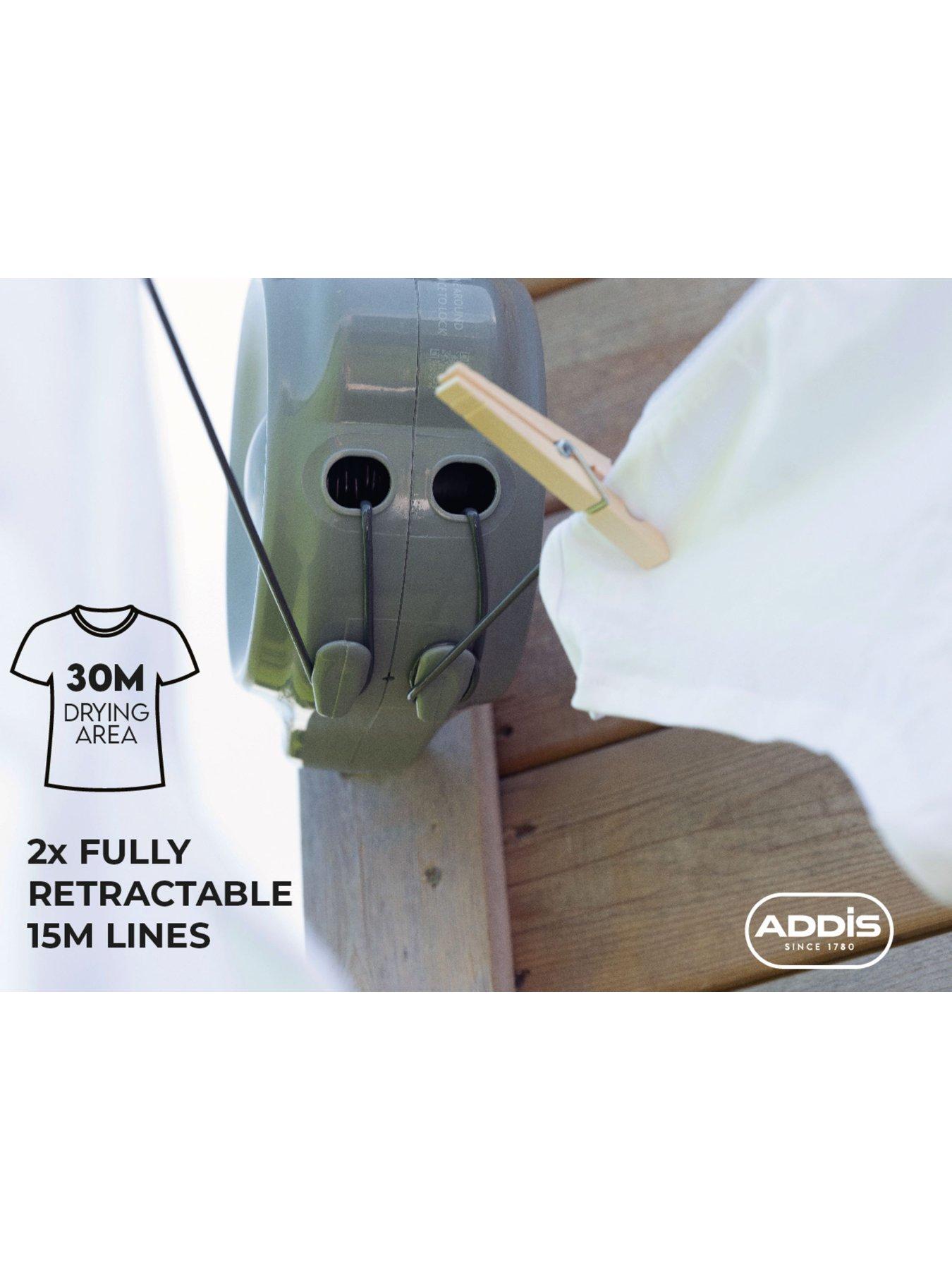 Addis Dual Line 30m Retractable Clothes Washing Line Wall Mounted | Very