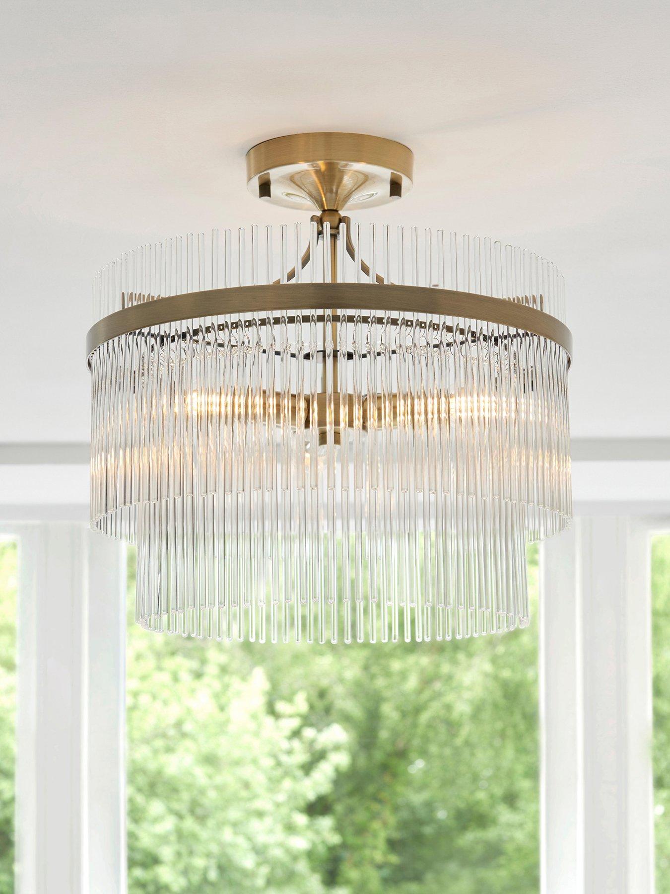 Gallery Direct Marietta 3 Ceiling Light Antique Brass | Very