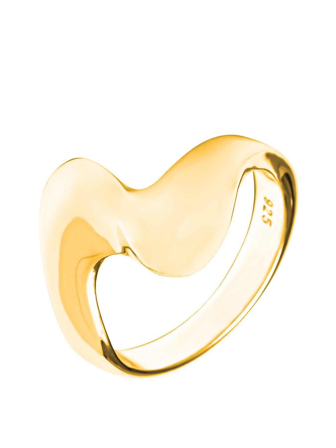 V by Very Gold Plated Sterling Silver Large Curve Ring | Very