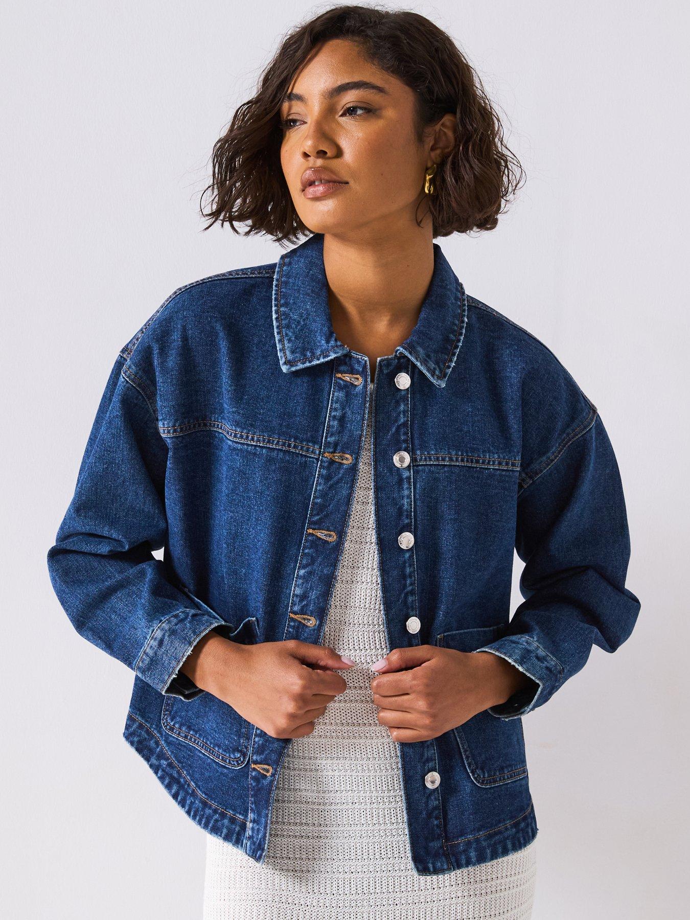Vero Moda Jamie Long Sleeve Denim Shacket - Dark Blue Denim | Very