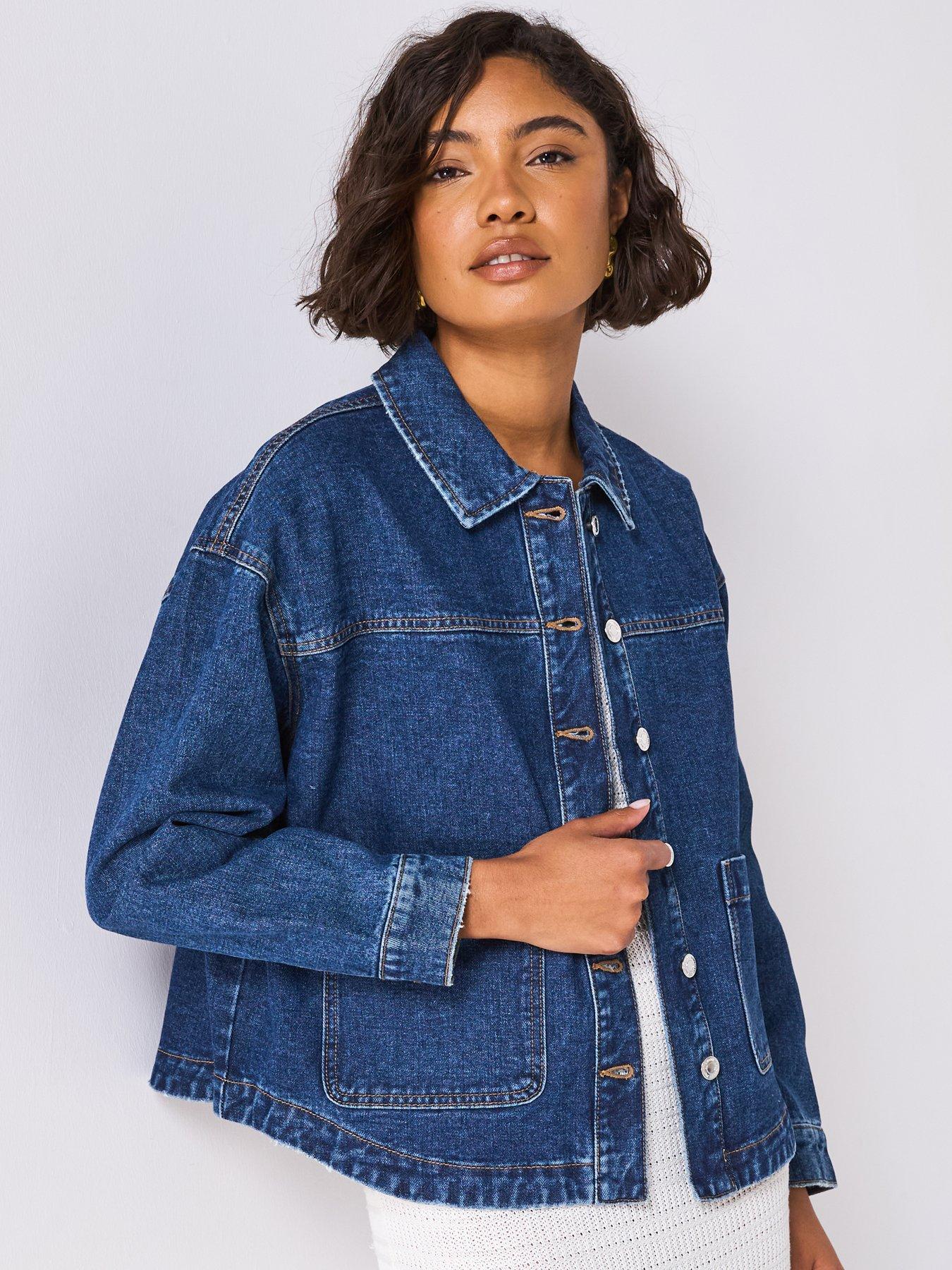 Vero Moda Jamie Long Sleeve Denim Shacket - Dark Blue Denim | Very