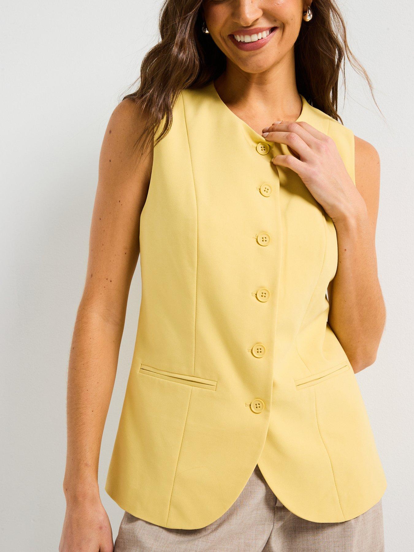 Only Malena Life Sleeveless O-Neck Long Vest - Yellow | Very