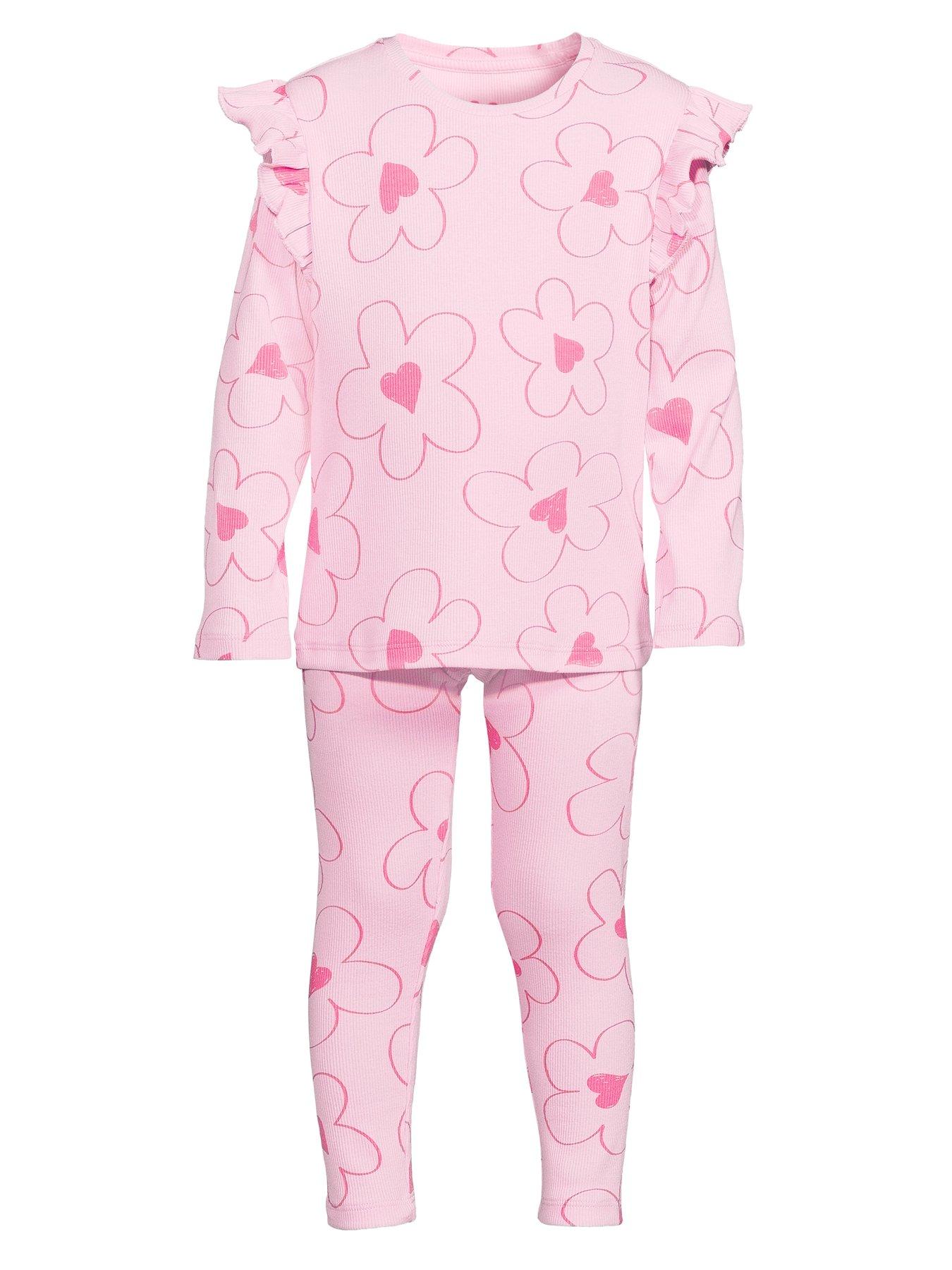 The Very Collection Girls Frill Sleeve Rib Long Sleeve Top and Legging ...