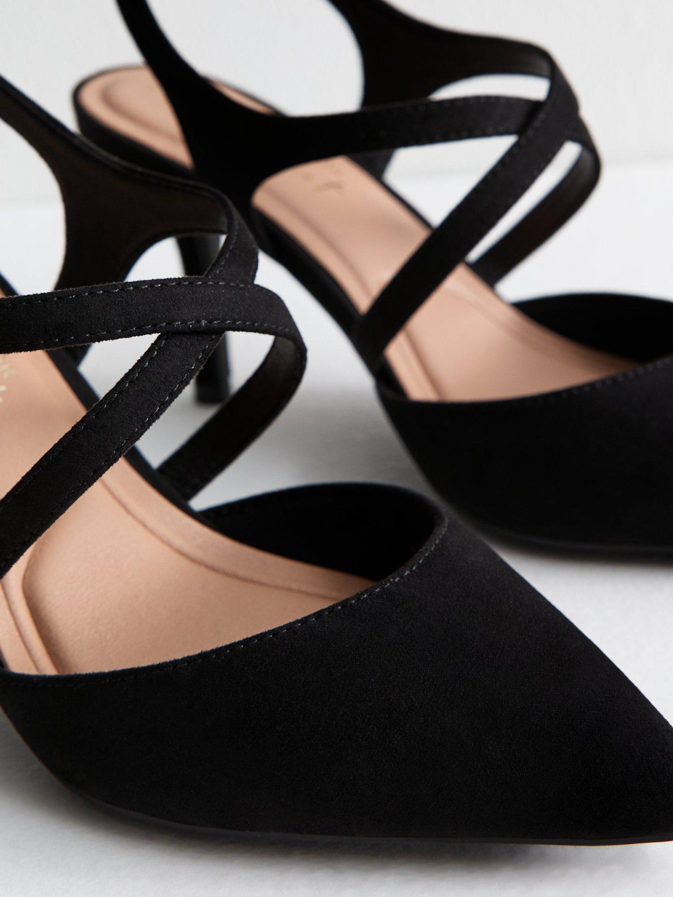 New Look Wide Fit Faux Suede Crossover Strap Pumps - Black | Very