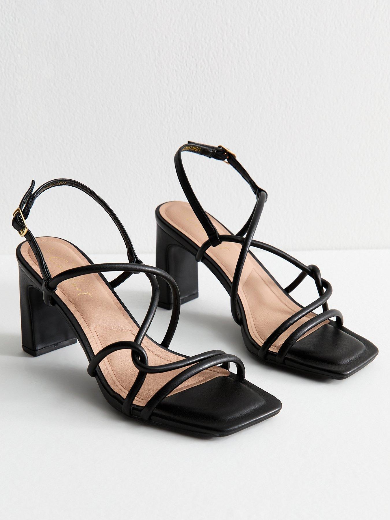 New Look Black Faux Leather Block Heel Sandals | Very