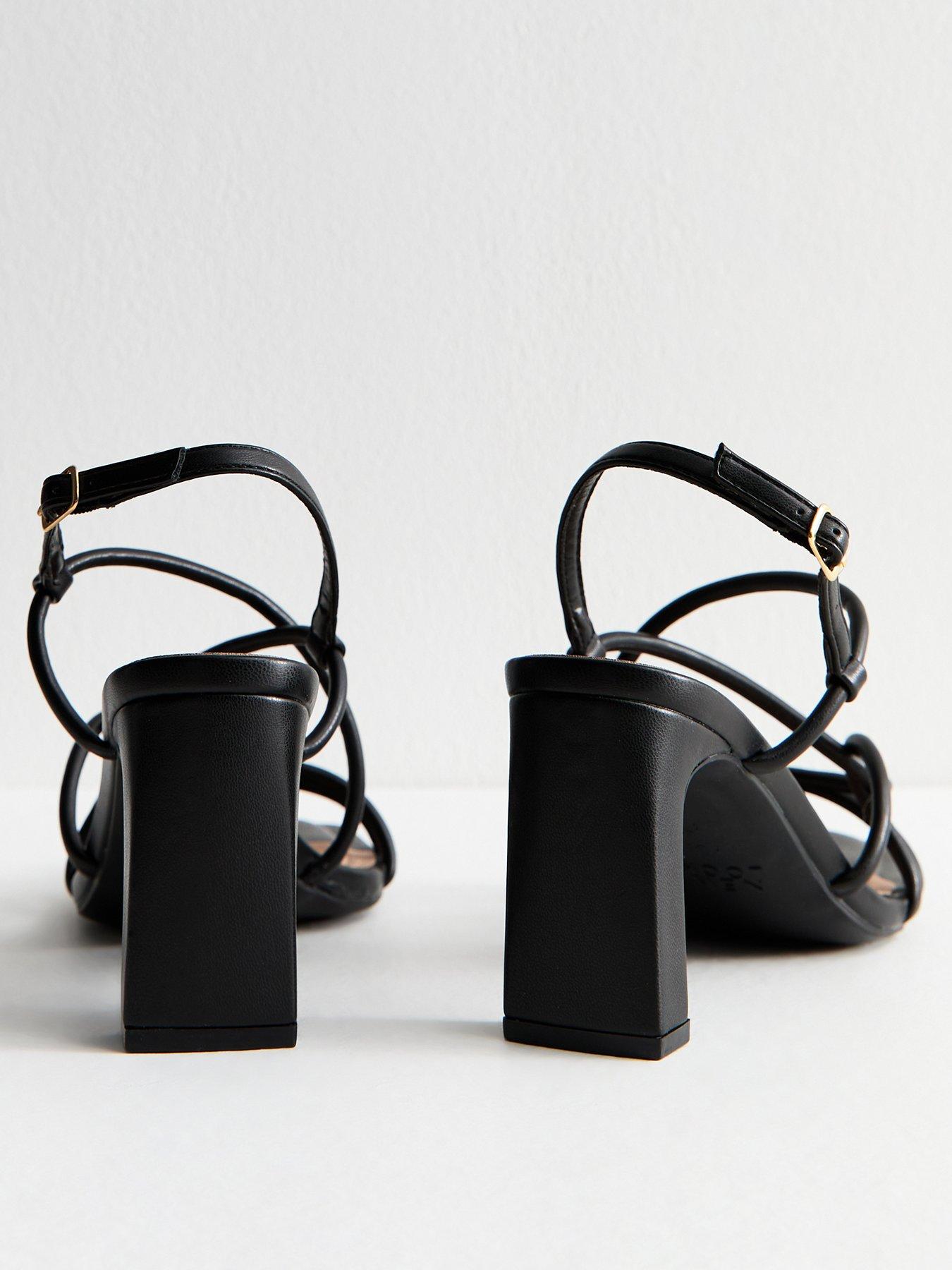 New Look Black Faux Leather Block Heel Sandals | Very