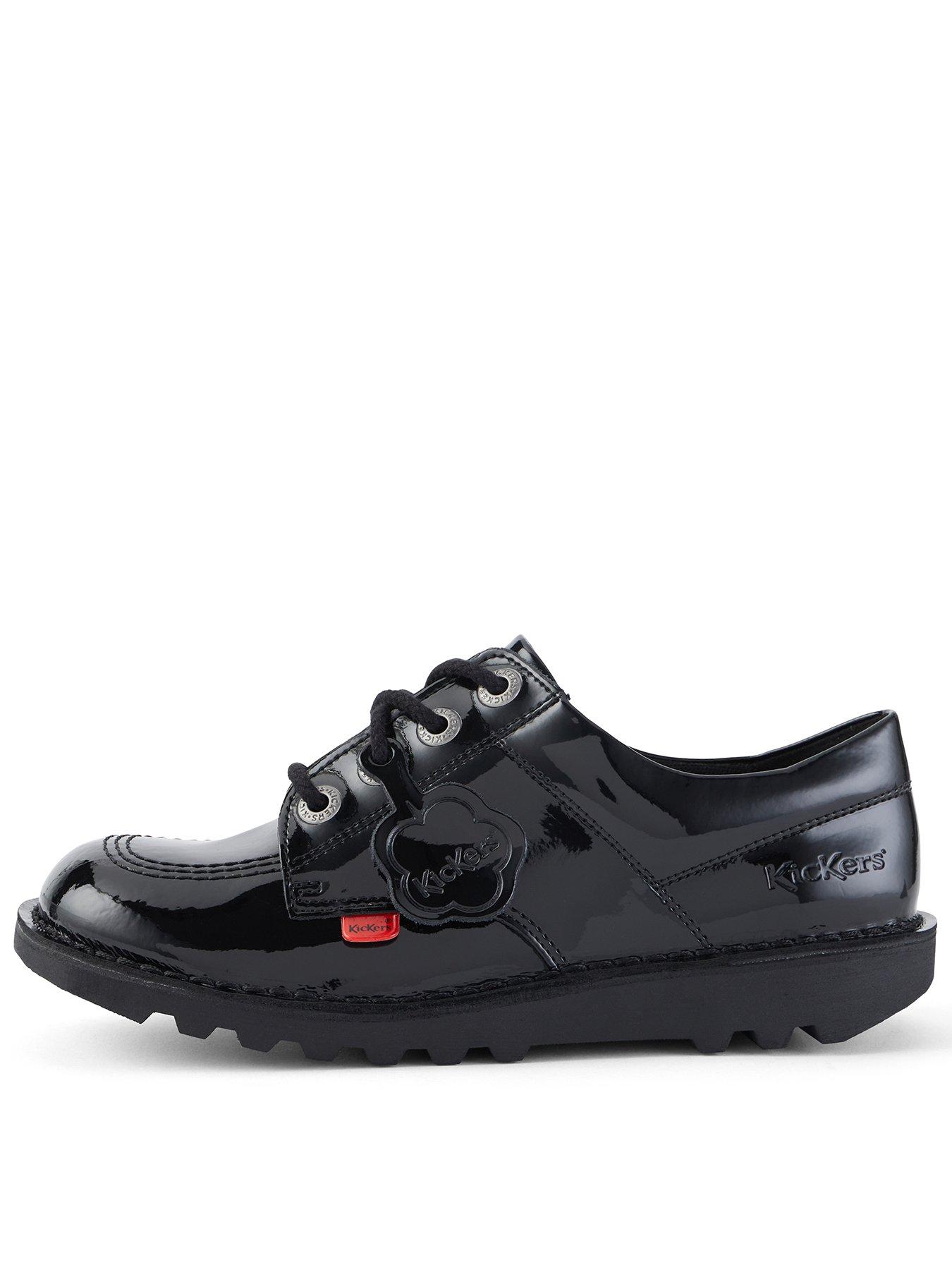 Kickers Youth Kick Lo Patent Leather Black Shoes | Very