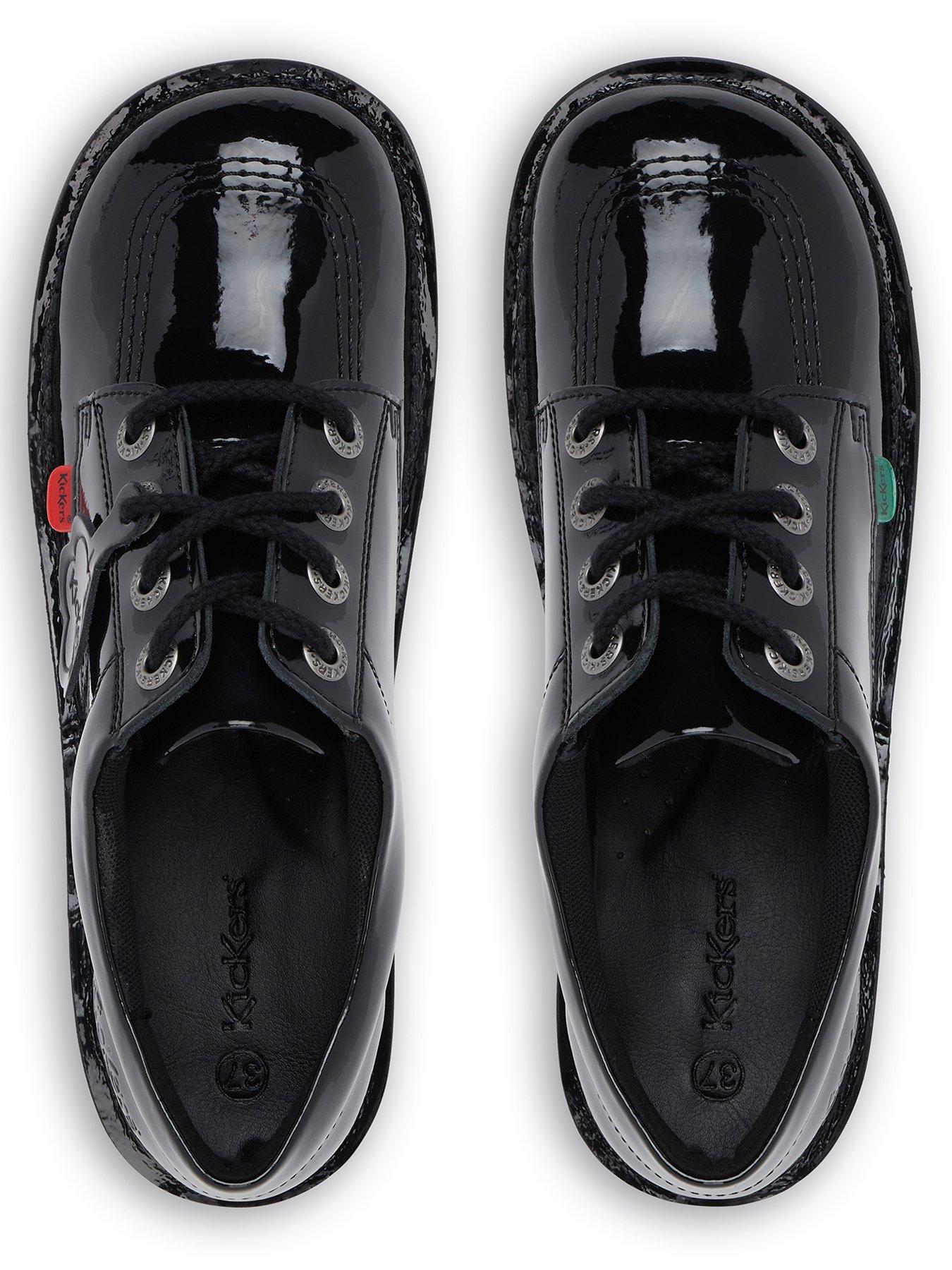 Kickers Youth Kick Lo Patent Leather Black Shoes | Very