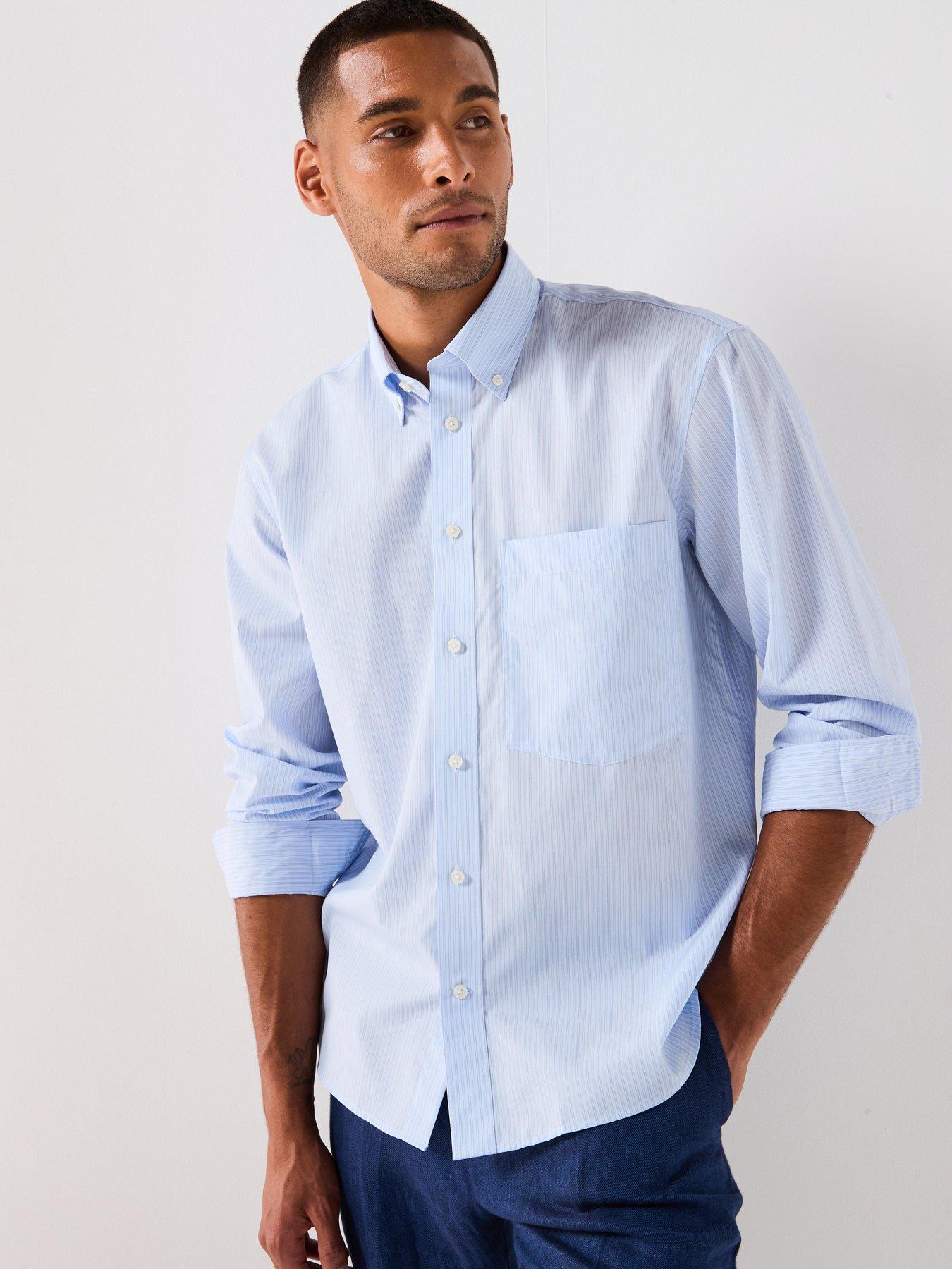 Selected Homme Relaxed Fit Harris Long Sleeve Shirt - Light Blue | Very