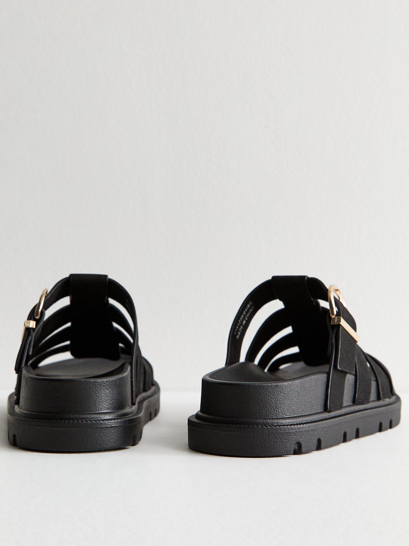 New Look Black Faux Suede Gladiator Mule Sandals | Very