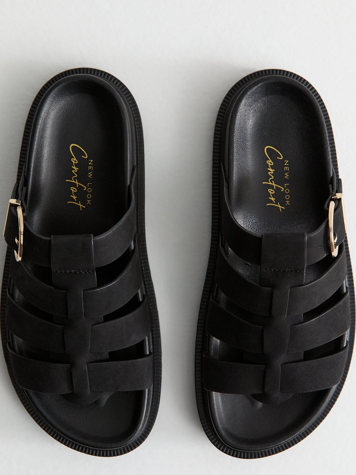 New Look Black Faux Suede Gladiator Mule Sandals | Very