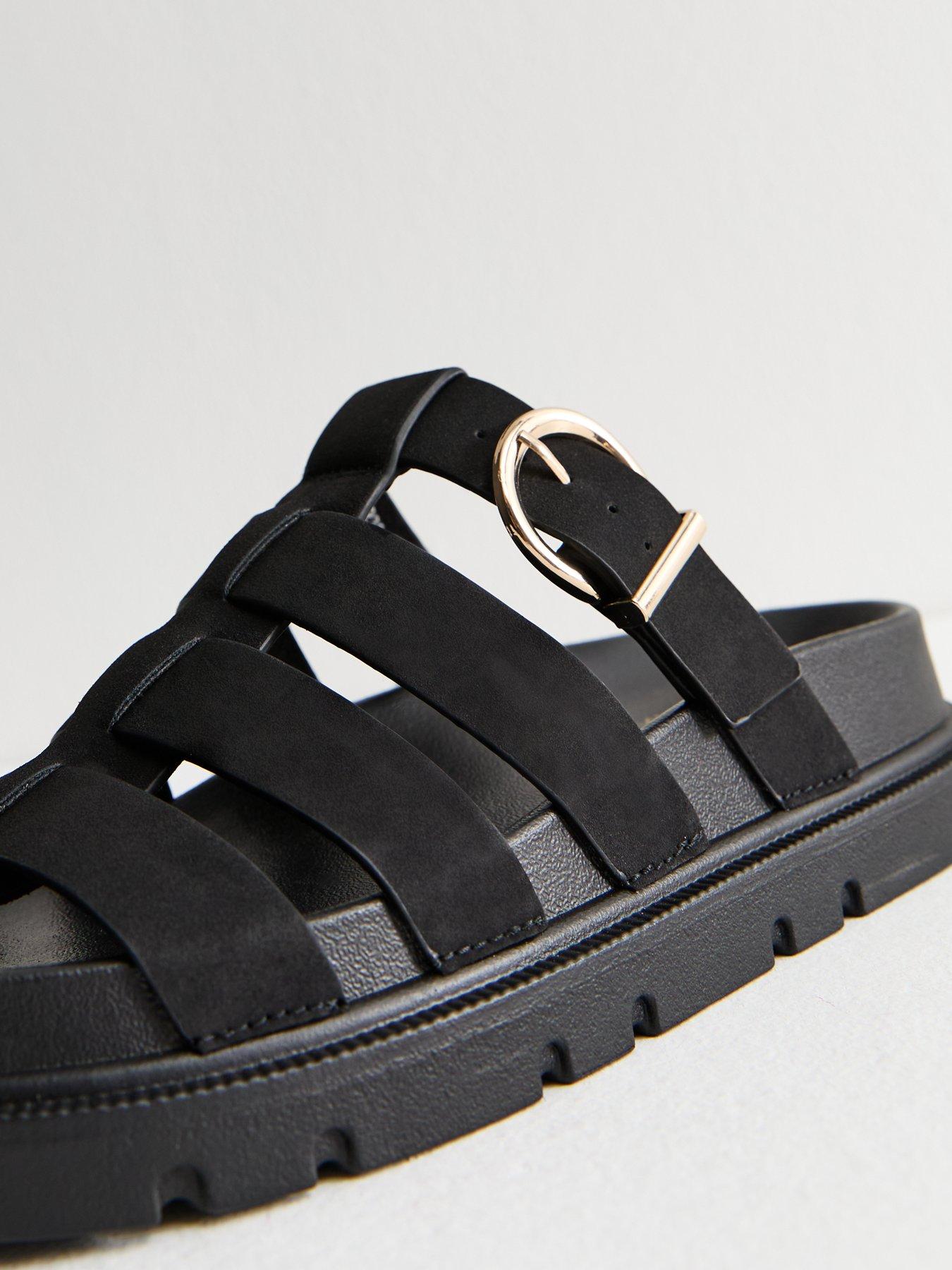 New Look Black Faux Suede Gladiator Mule Sandals | Very