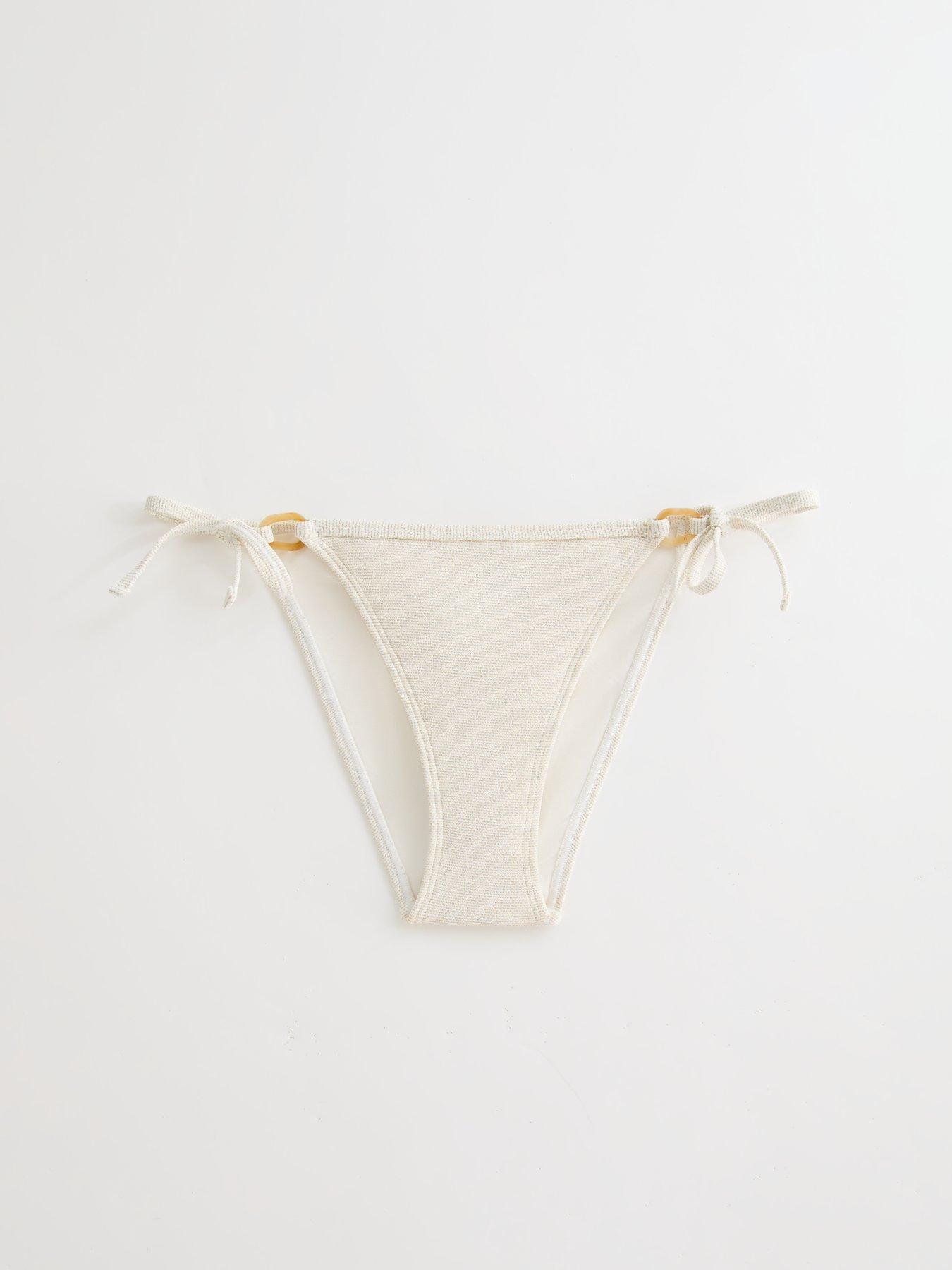 New Look Textured Ring Detail Bikini Bottoms - Cream | Very