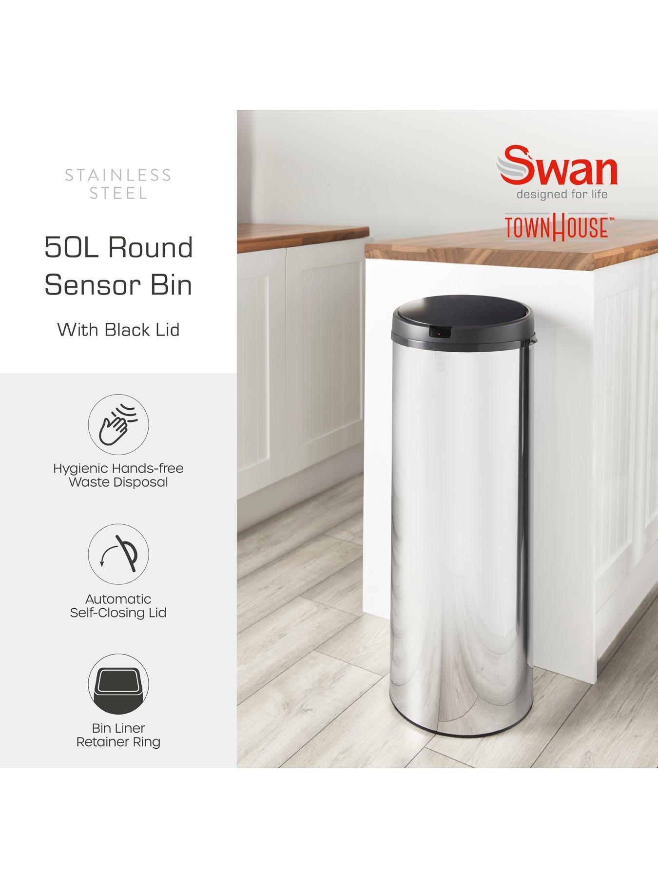 Swan Townhouse 50-Litre Round Sensor Bin | Very