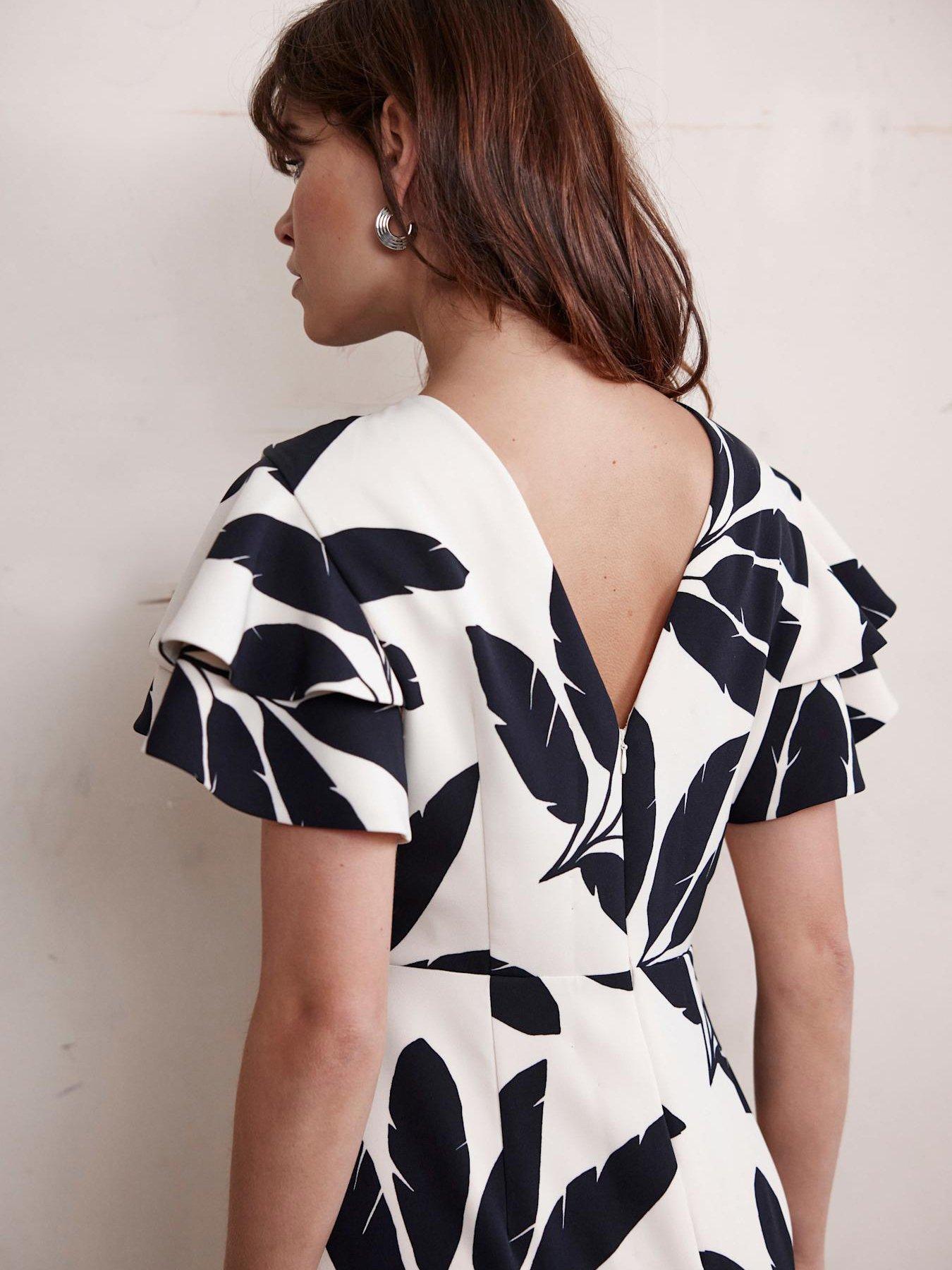 Mint Velvet Neutral Palm Print Midi Dress - Beige | Very