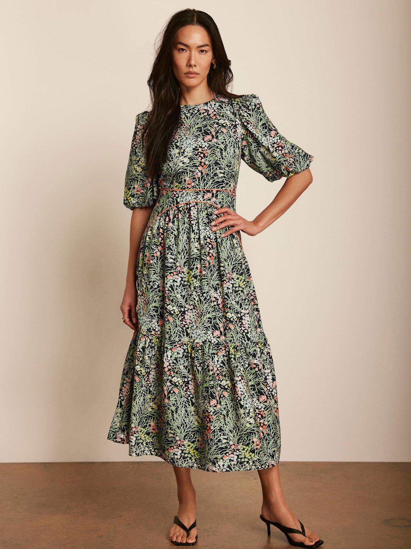 Mint Velvet Green Floral Print Midi Dress - Black | Very