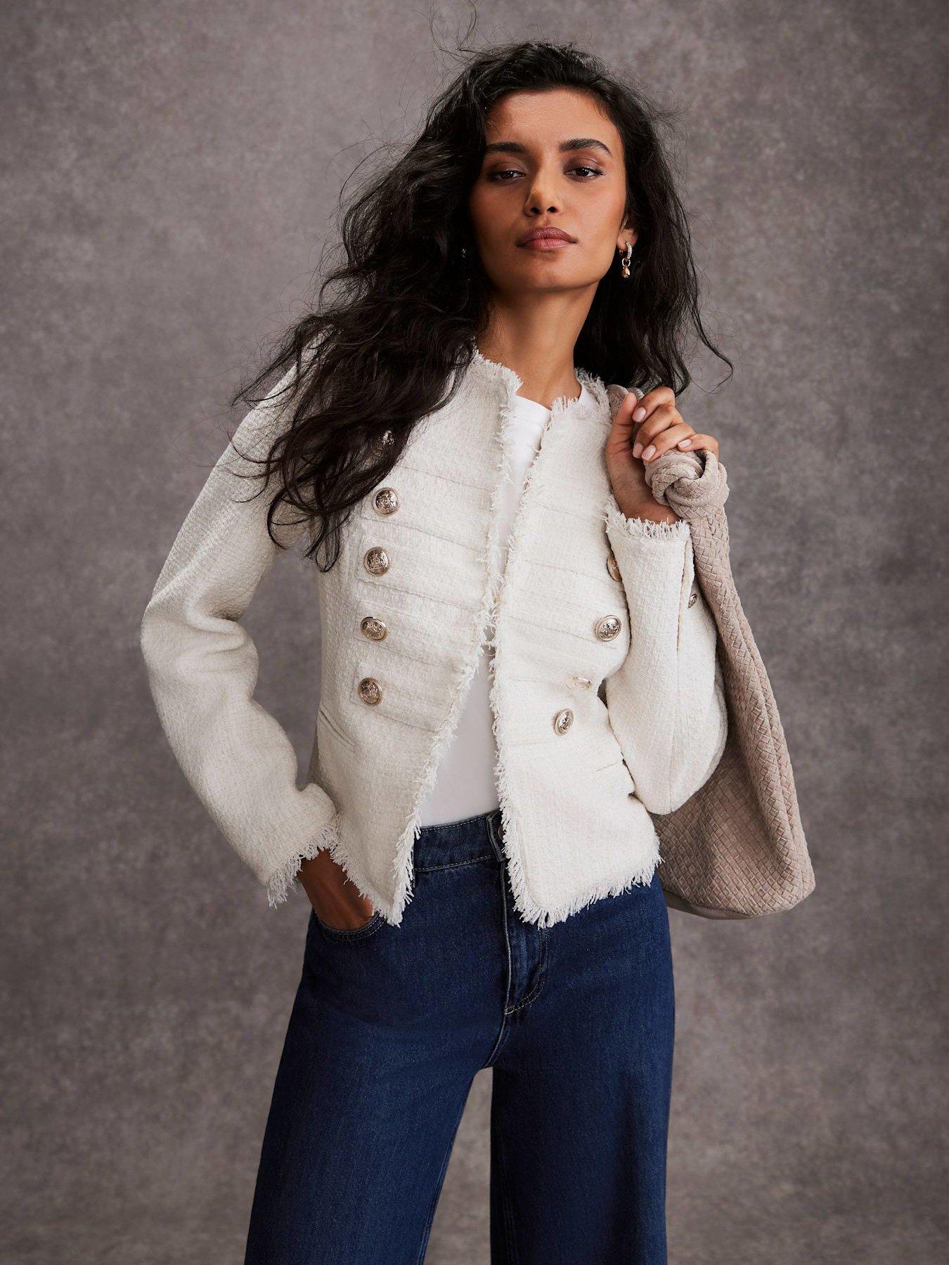Mint Velvet Boucle Military Jacket - Cream | Very