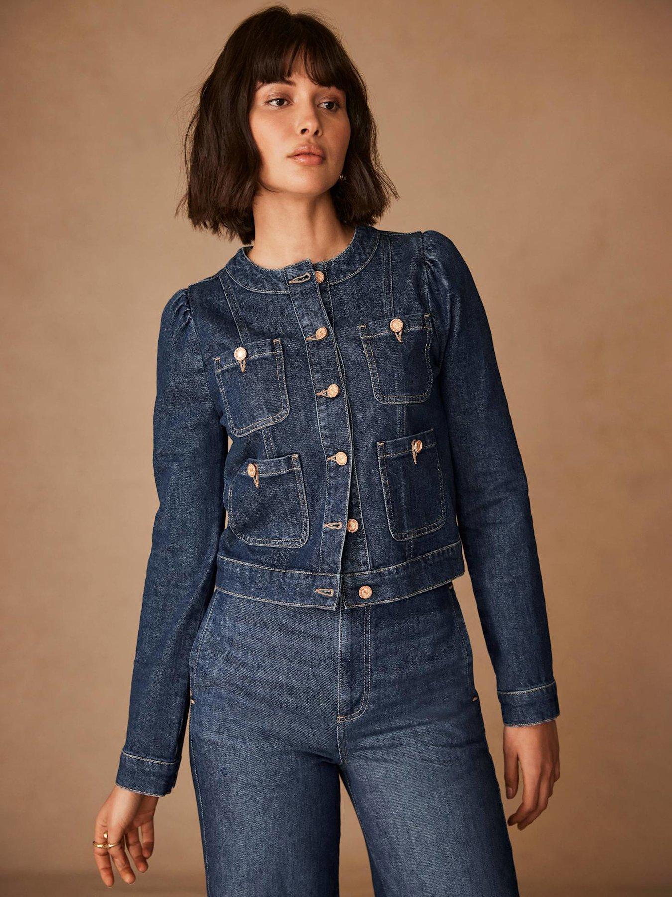 Mint Velvet Indigo Denim Cropped Jacket - Blue | Very