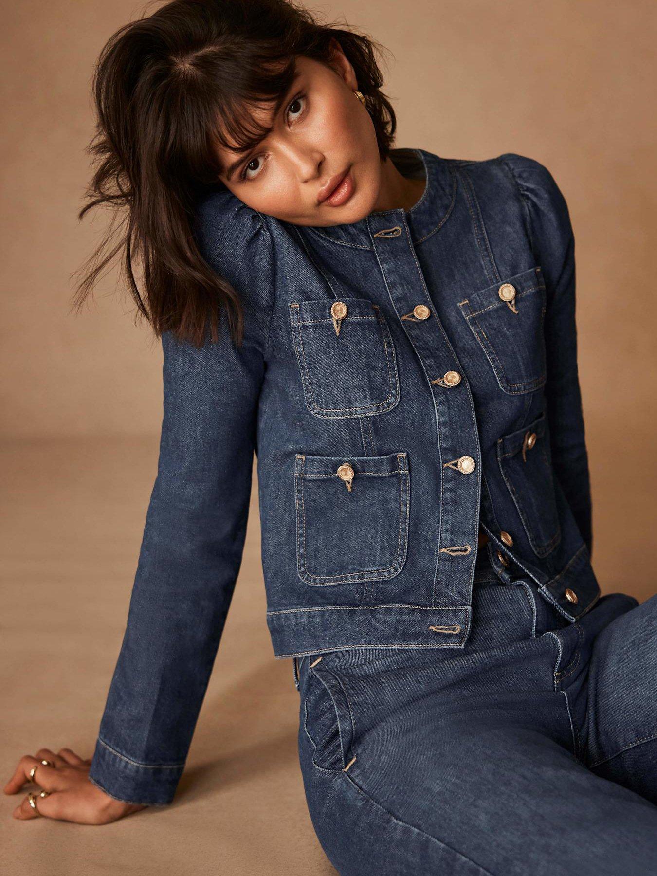 Mint Velvet Indigo Denim Cropped Jacket - Blue | Very