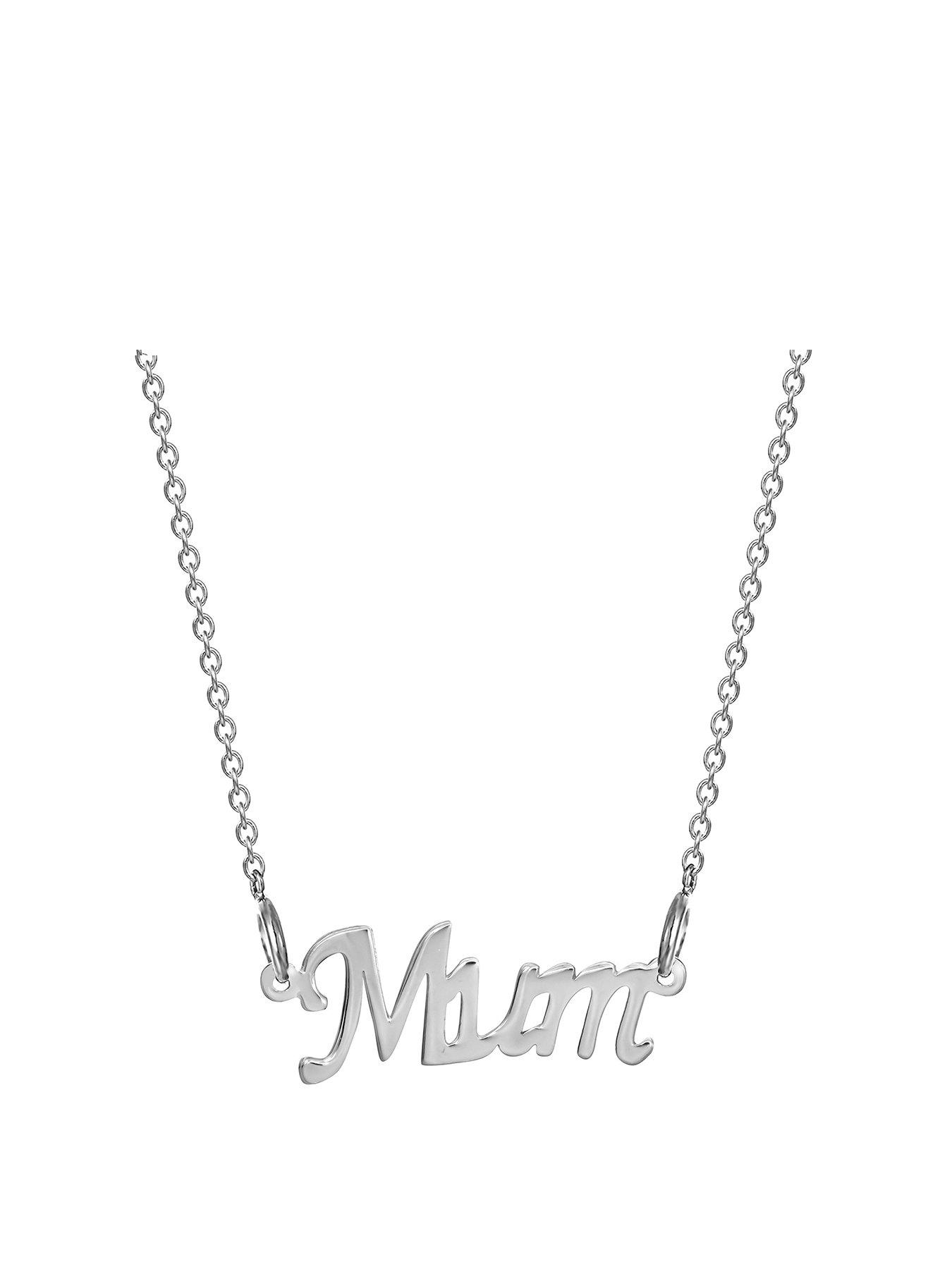 The Love Collection Sterling silver Mum necklace with cable chain | Very
