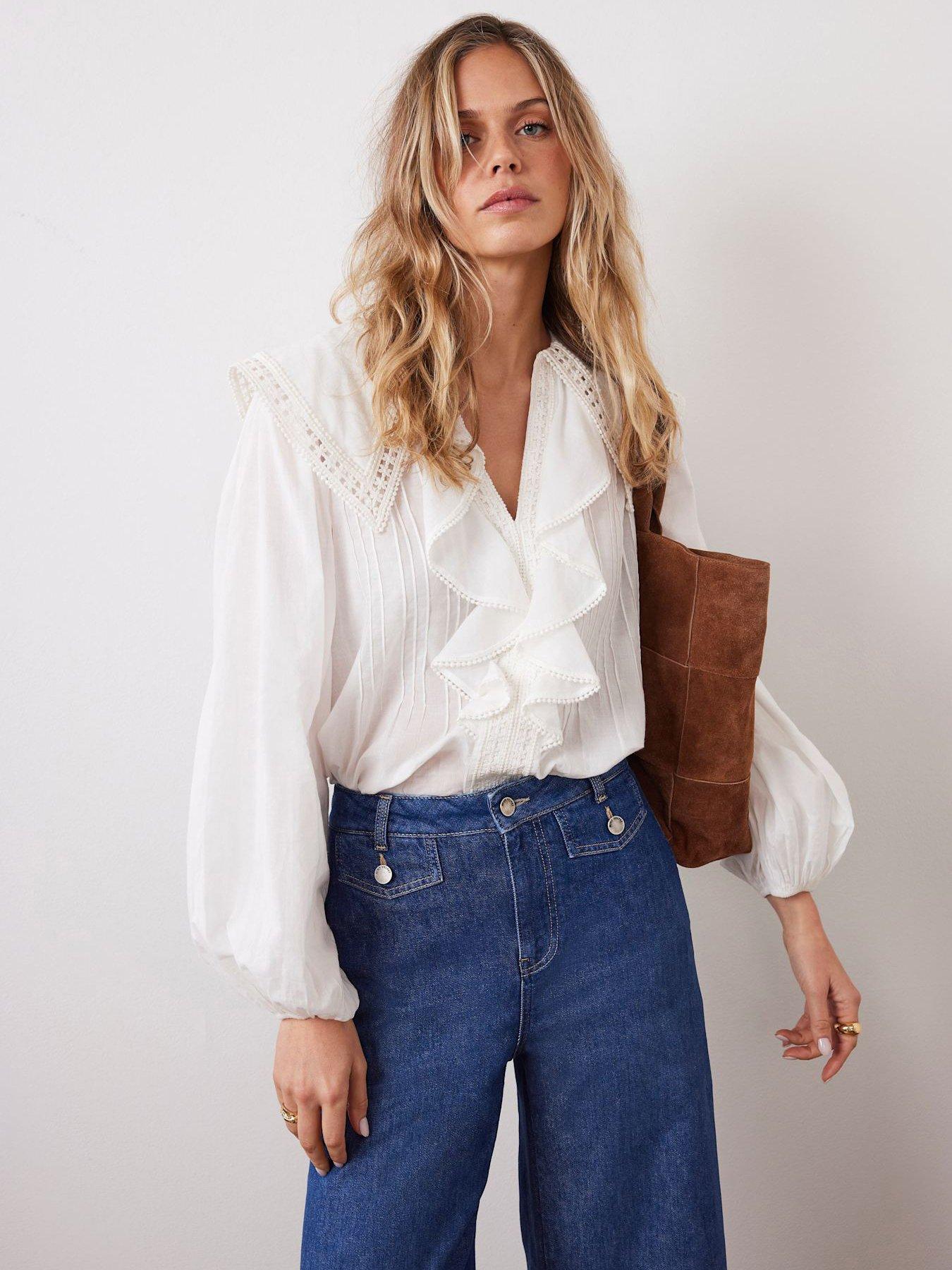 Mint Velvet White Statement Collar Blouse - Cream | Very