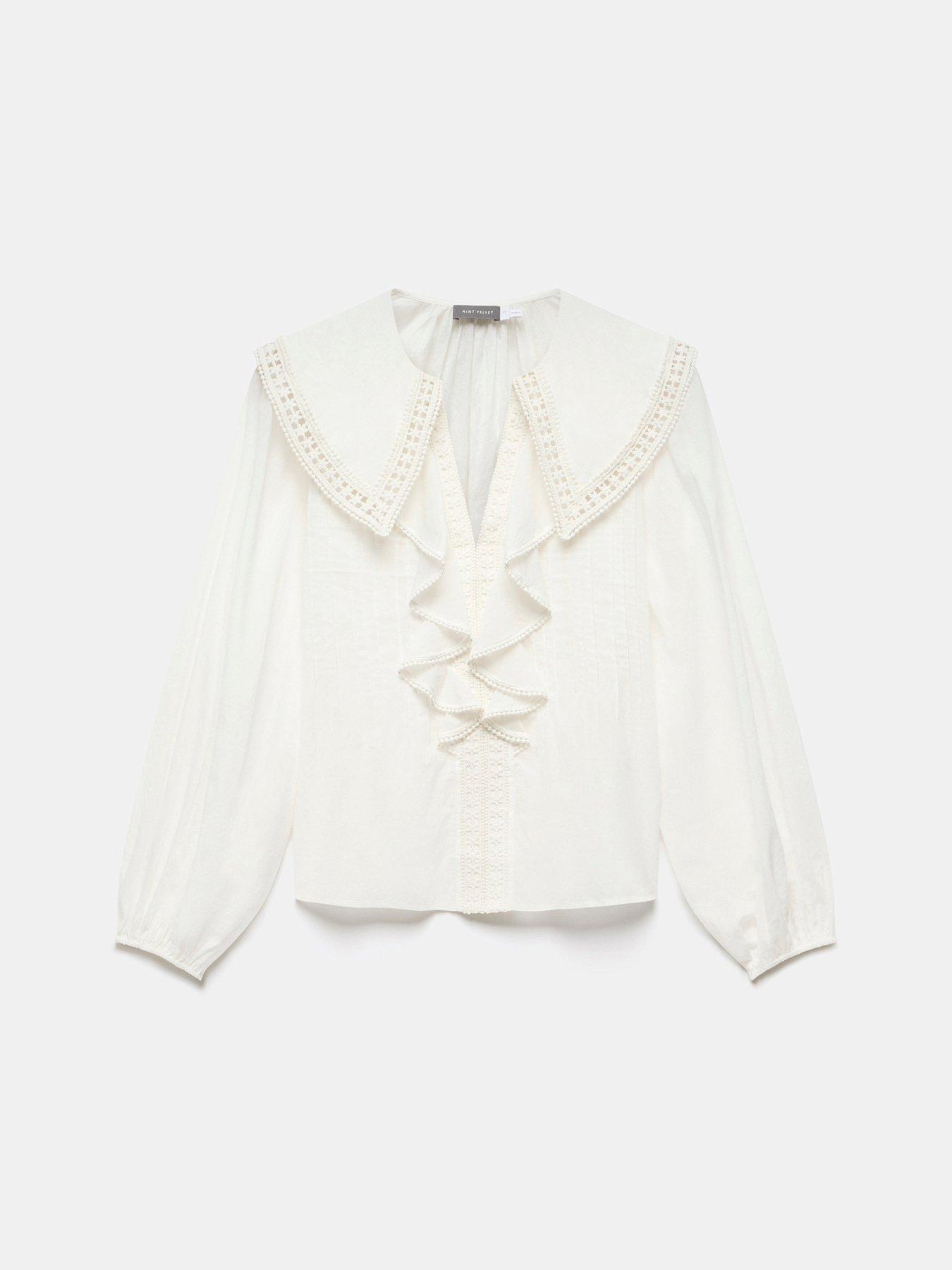 Mint Velvet White Statement Collar Blouse - Cream | Very