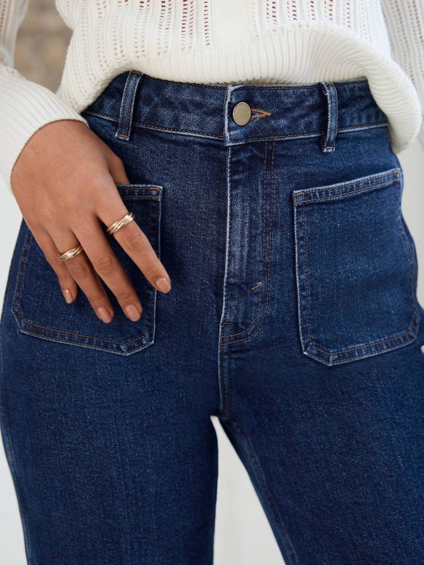 Mint Velvet Indigo Relaxed Straight Patch Pocket Jeans - Blue | Very