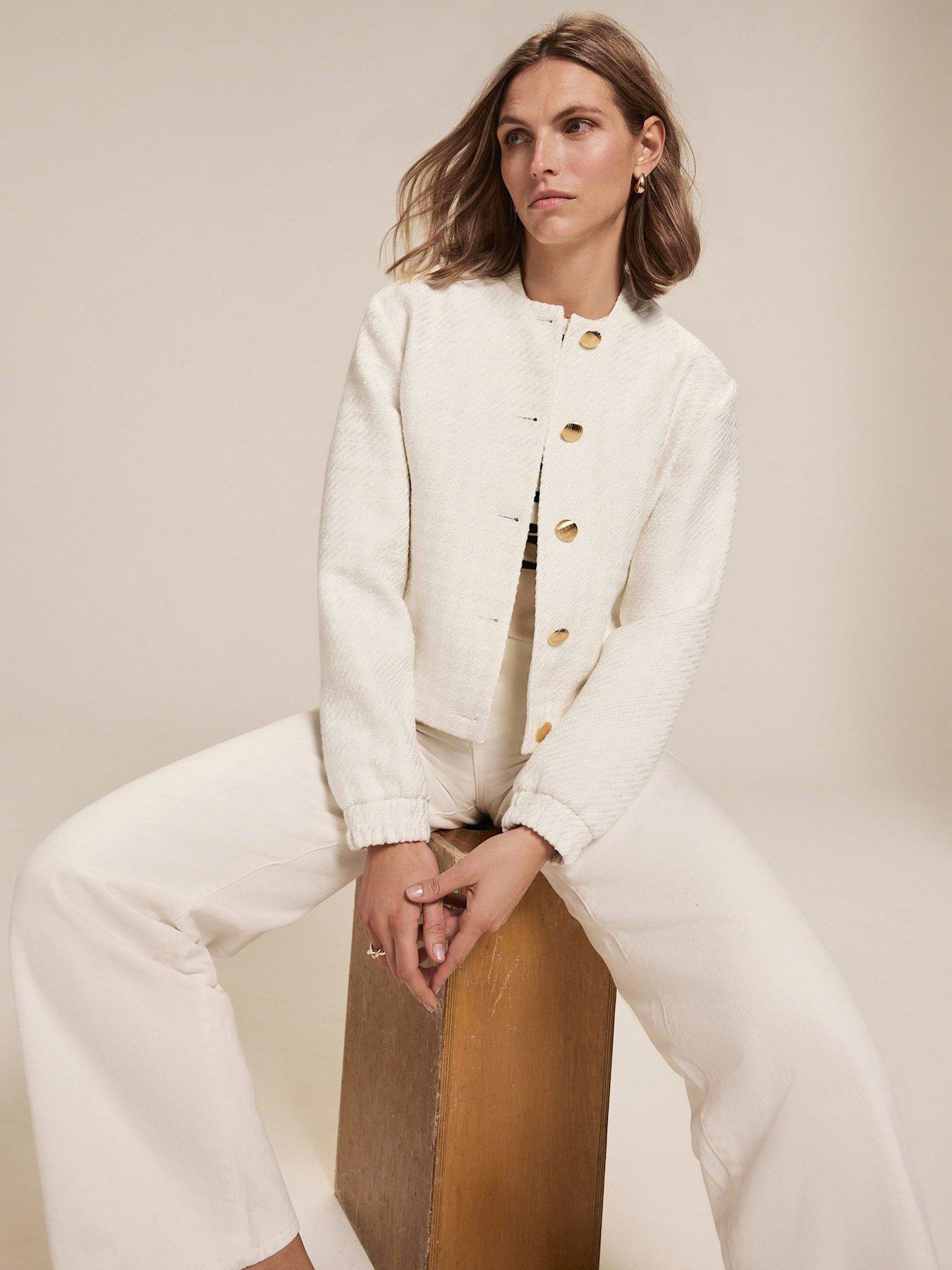 Mint Velvet Ivory Boucle Bomber Jacket - Cream | Very