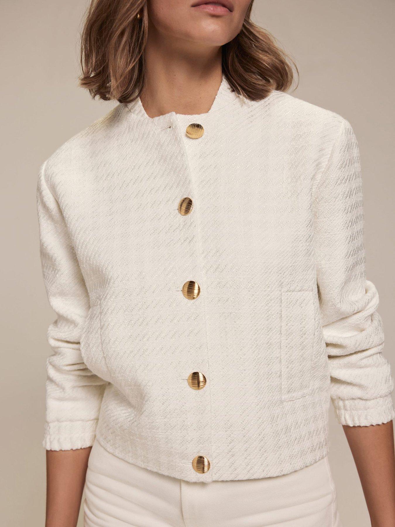 Mint Velvet Ivory Boucle Bomber Jacket - Cream | Very
