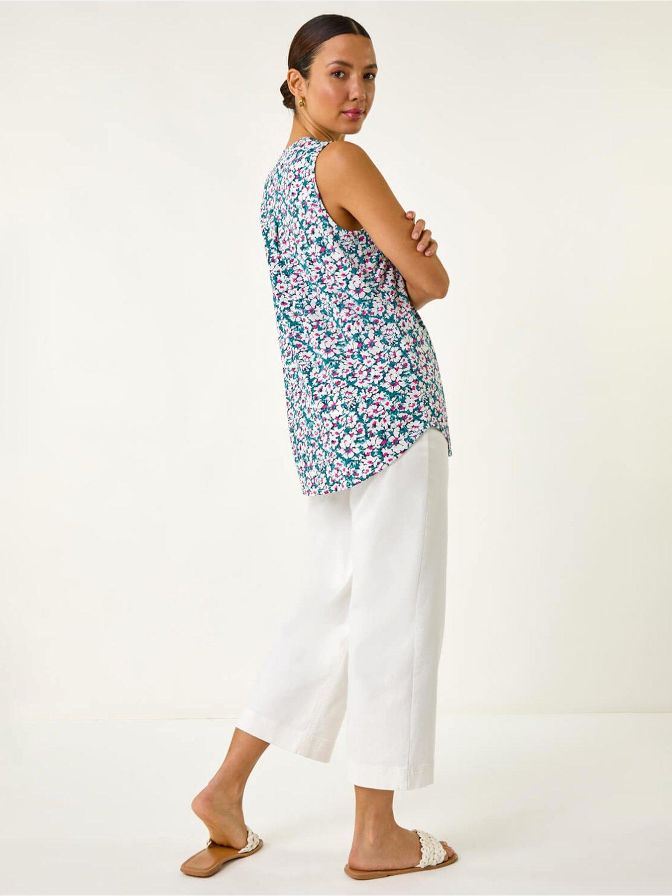 Roman Textured Floral Print Vest Top - Pink | Very