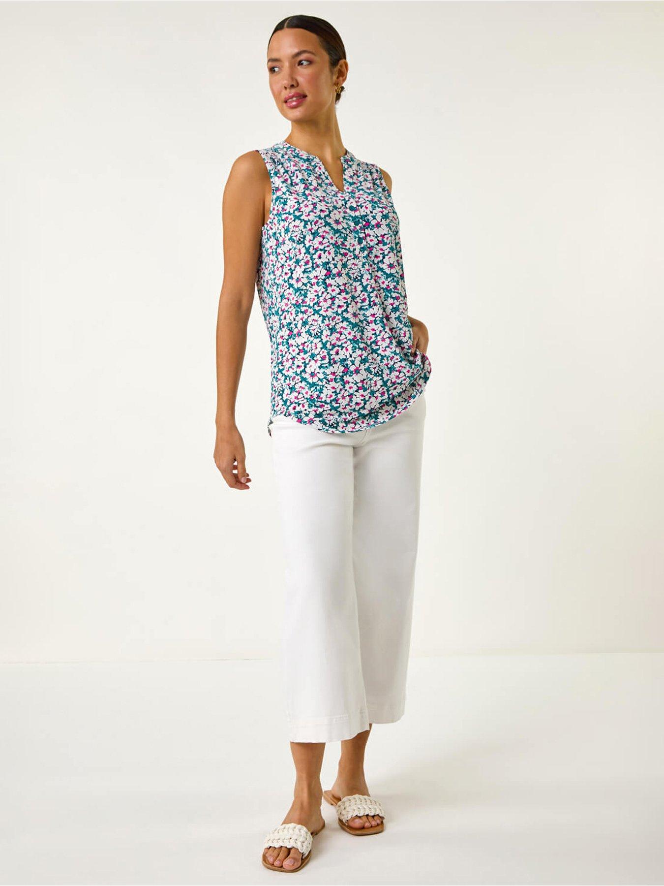 Roman Textured Floral Print Vest Top - Pink | Very