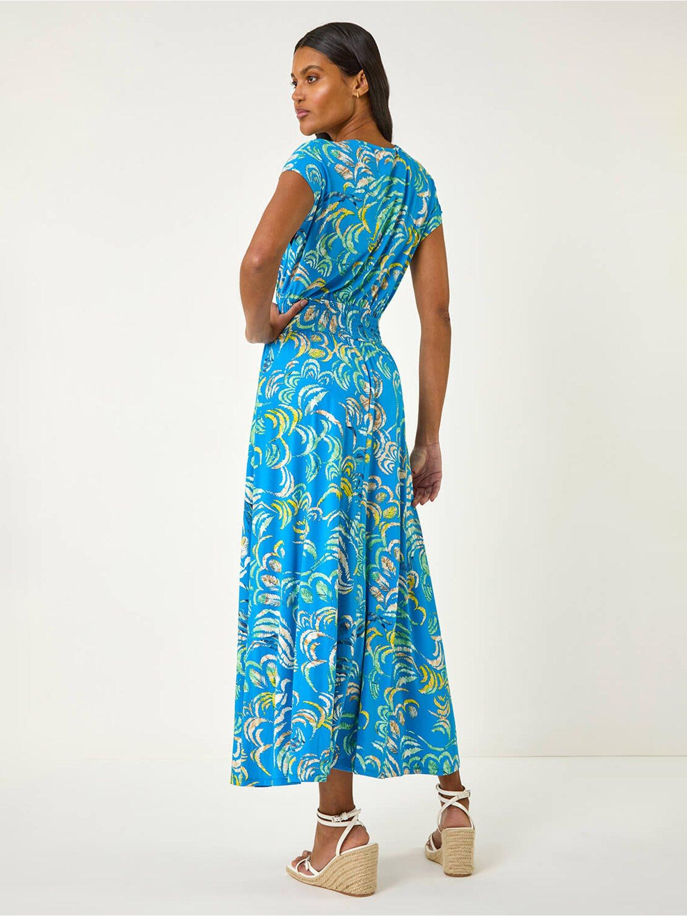 Roman Abstract Ruched Maxi Dress - Blue | Very