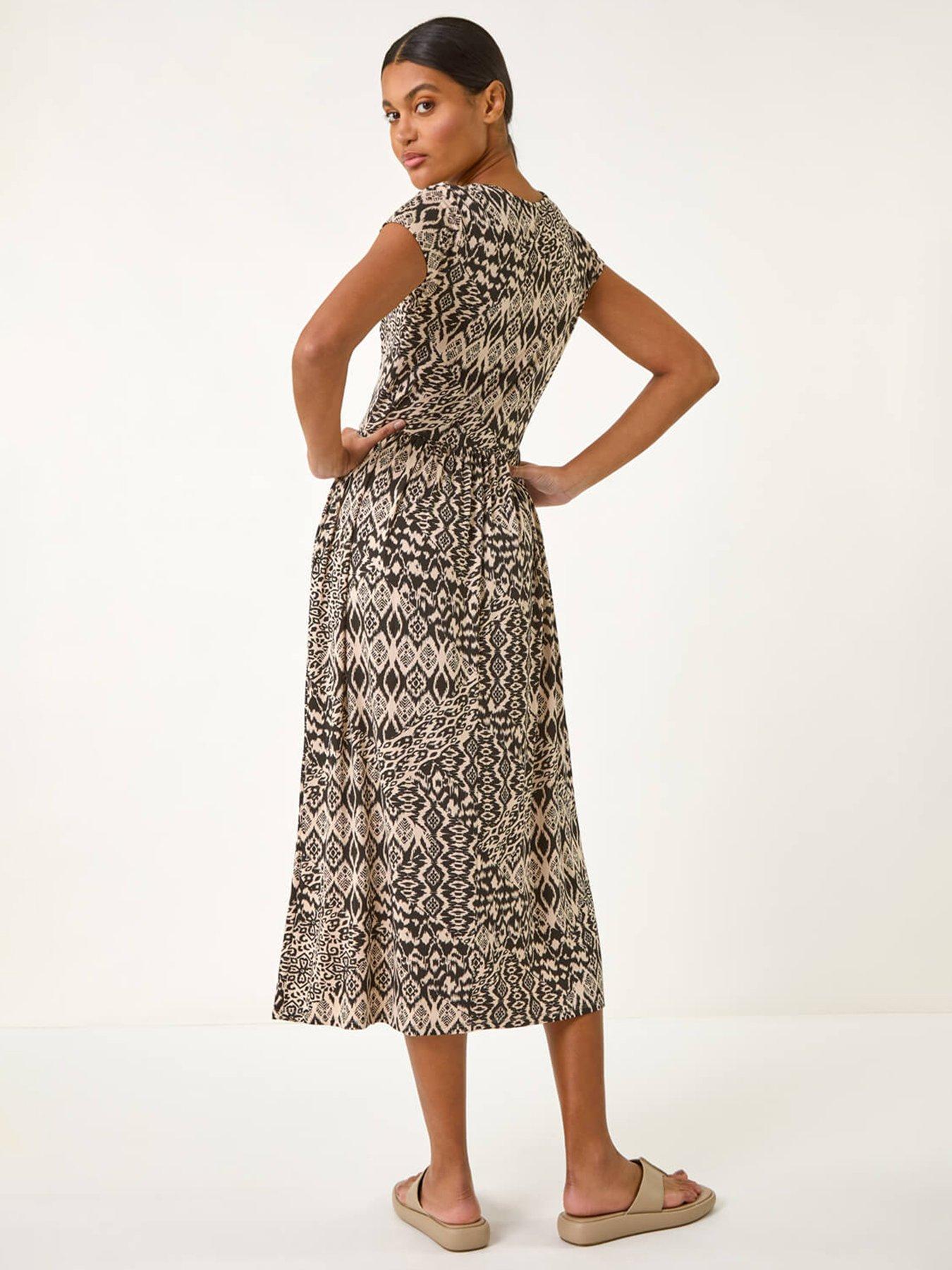 Roman Abstract Print Midi Dress - Black | Very