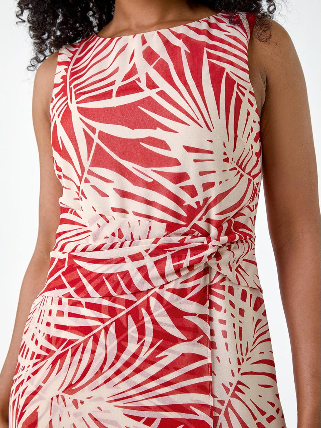 Roman Petite Leaf Midi Wrap Dress - Biscuit | Very