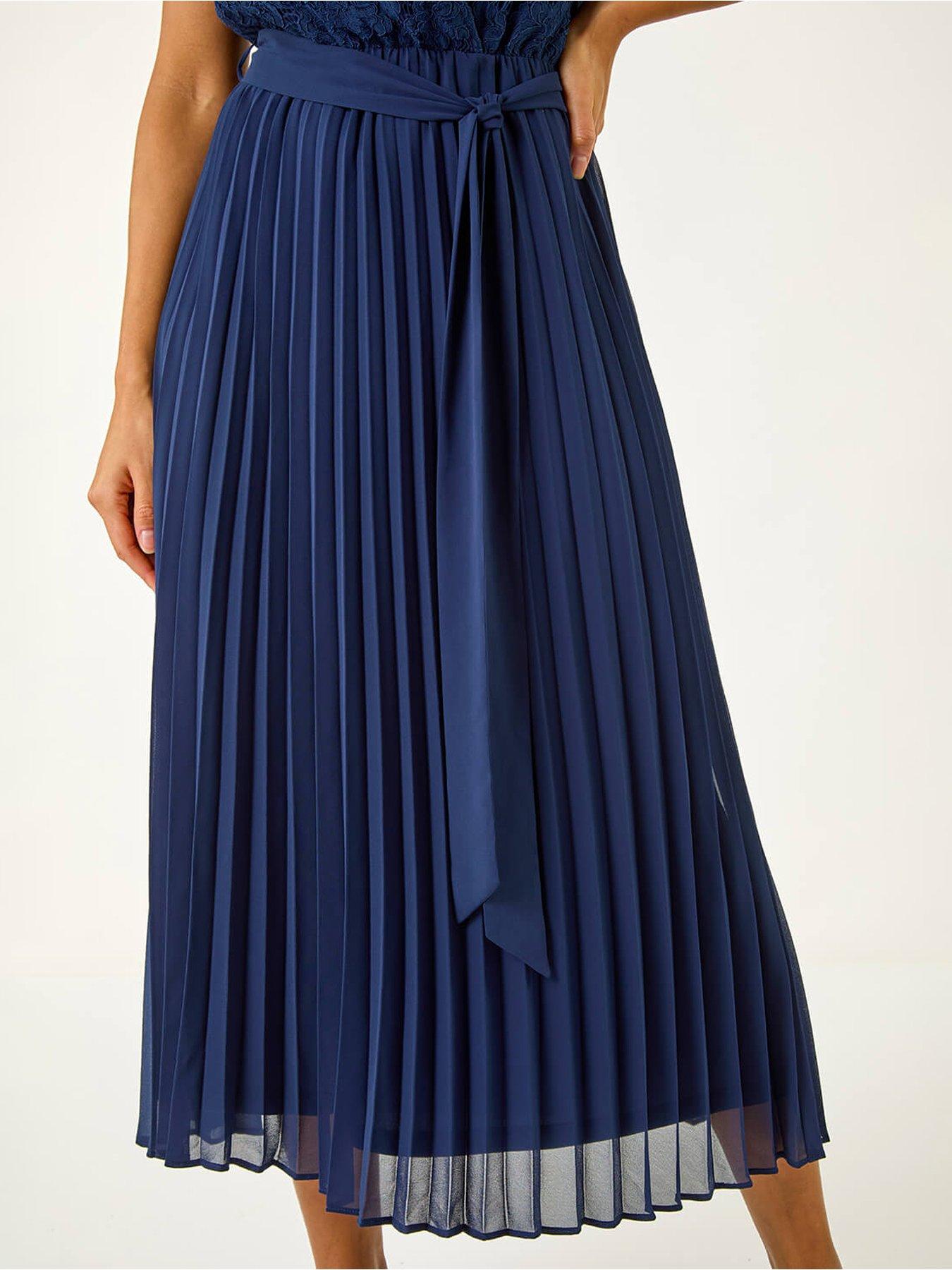 Roman Lace Detail Wrap Midi Dress - Navy | Very