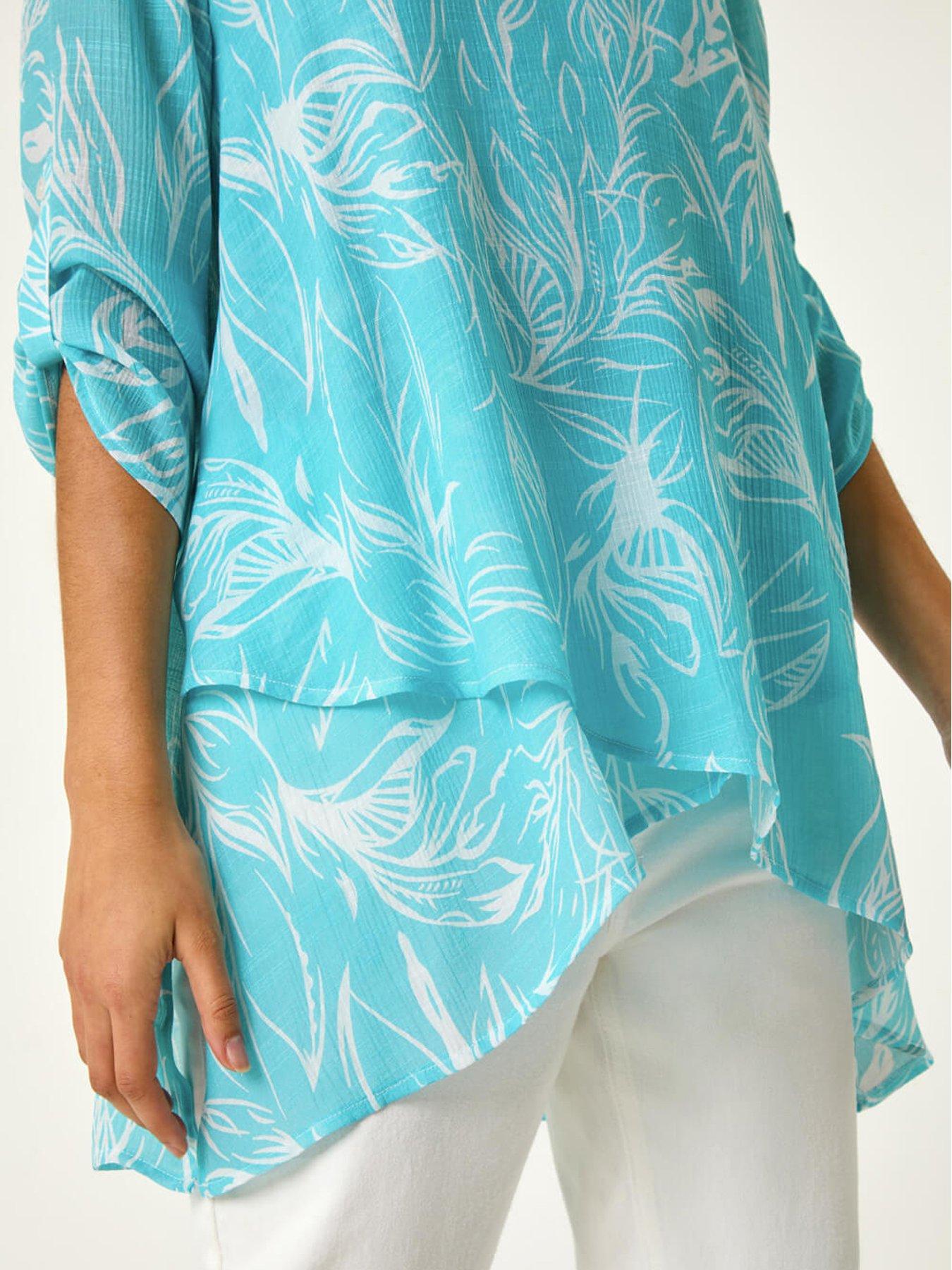 Roman Linear Print Wrap Tunic - Turquoise | Very